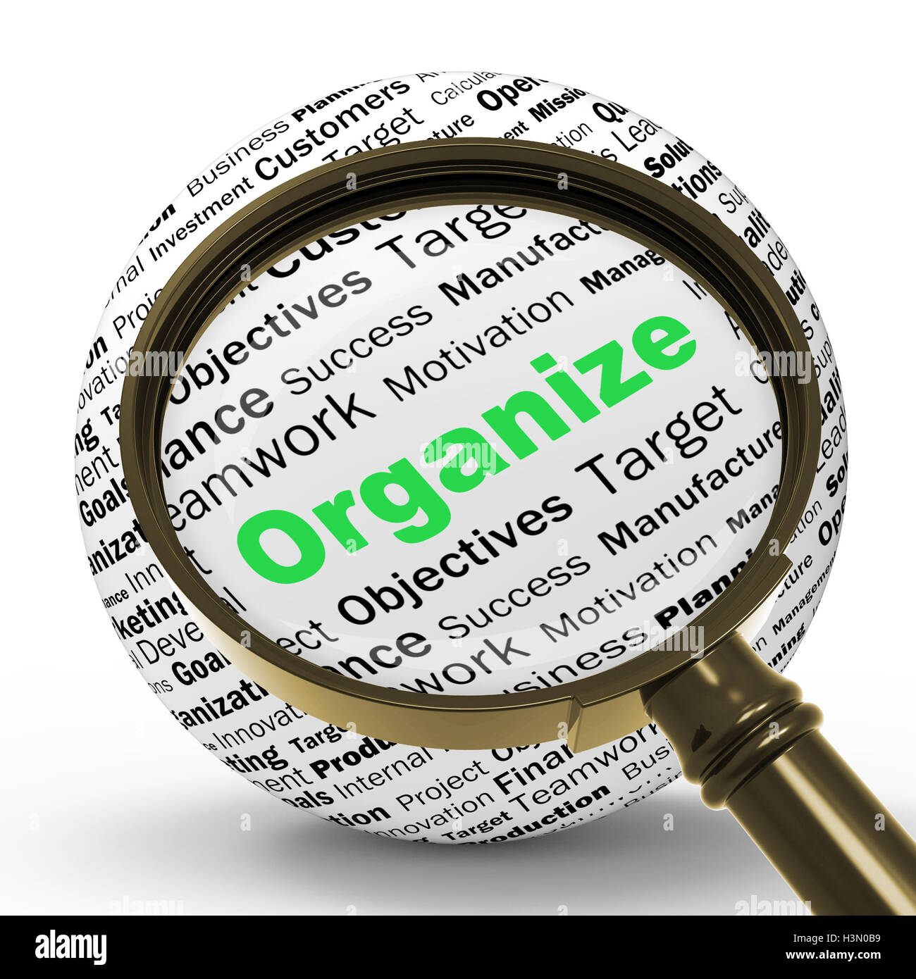 Organize Magnifier Definition Shows Structured Files Or Manageme Stock ...