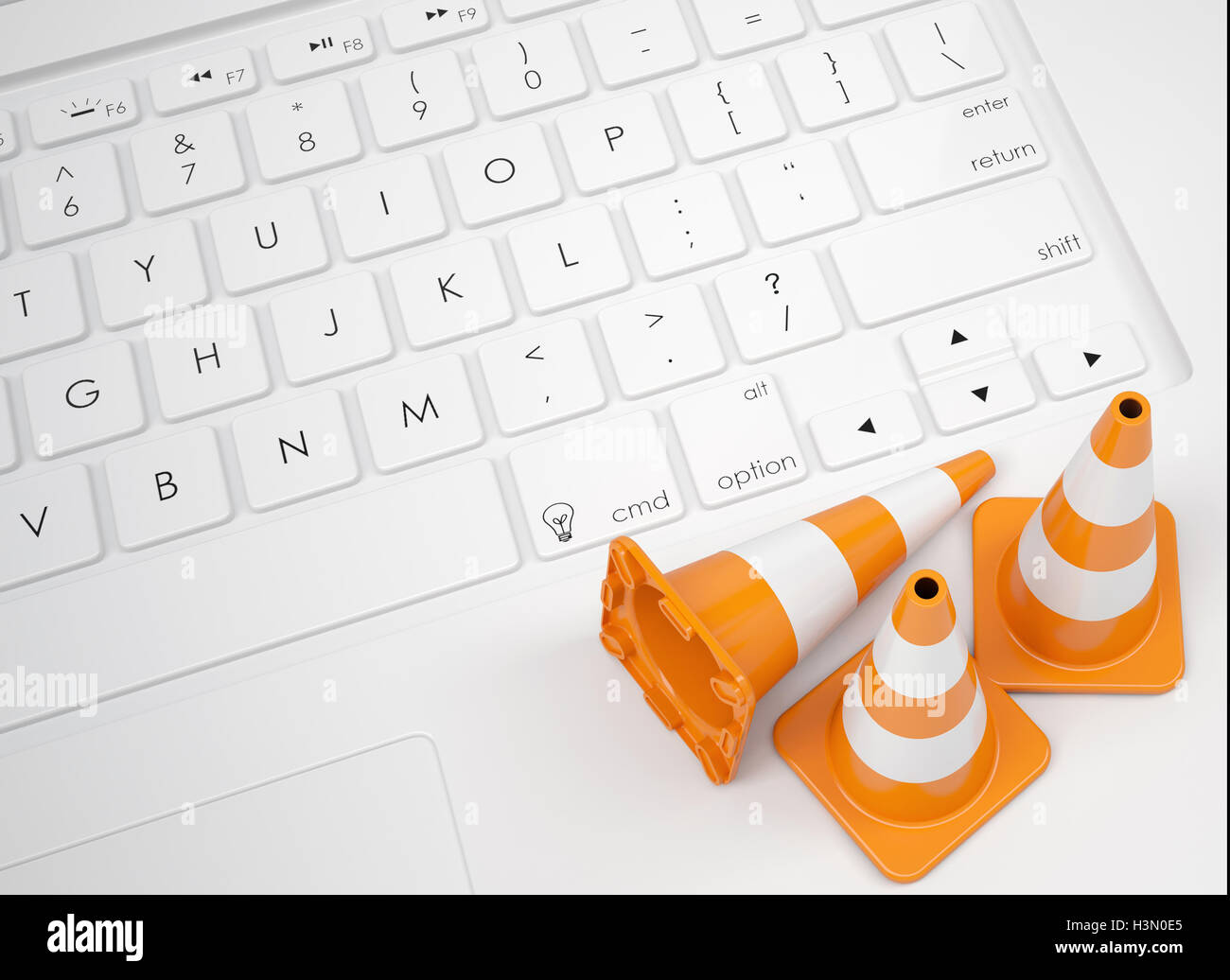 Traffic cones on the keyboard Stock Photo - Alamy