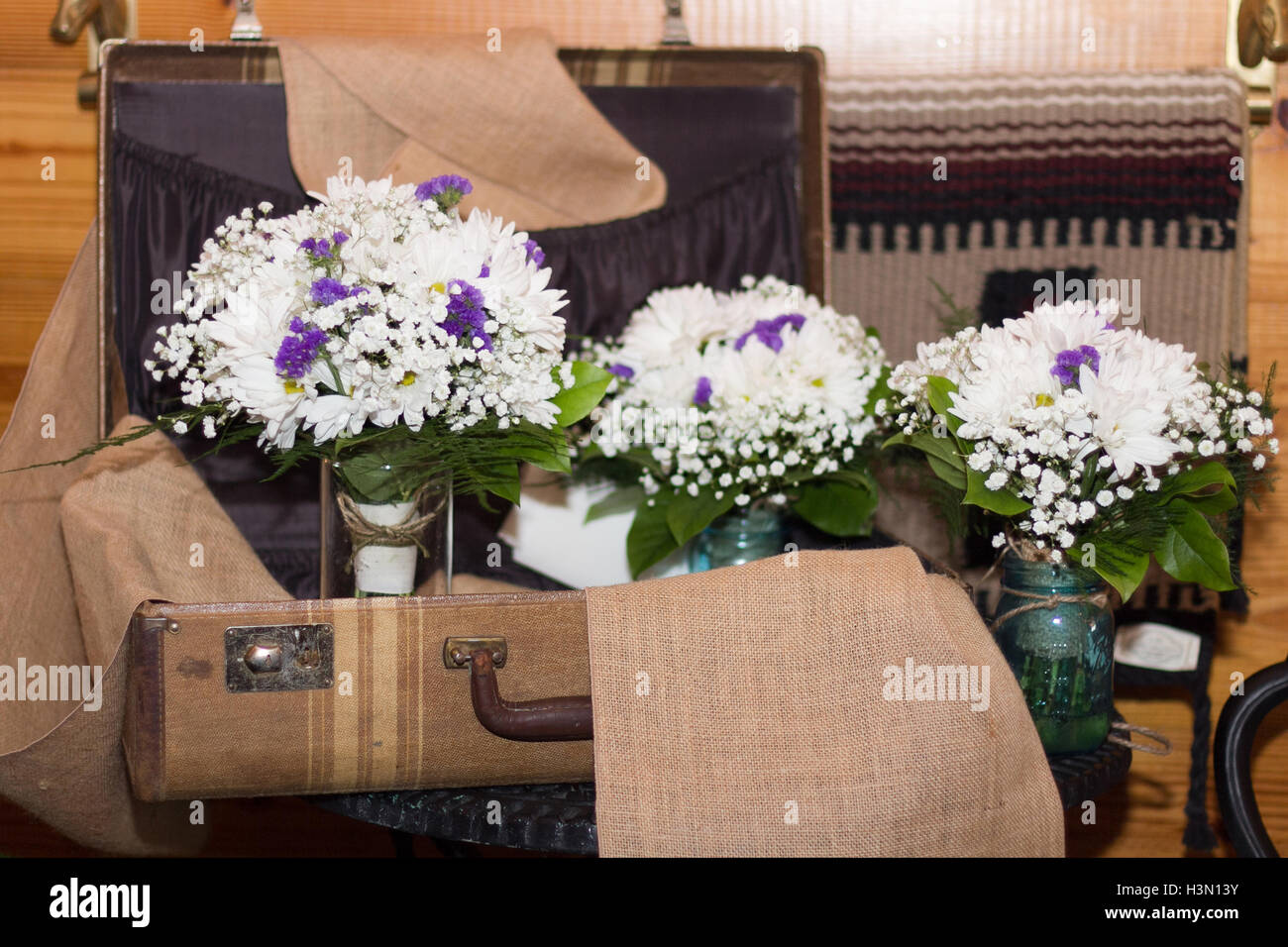 Bouquets in a suitcase Stock Photo - Alamy