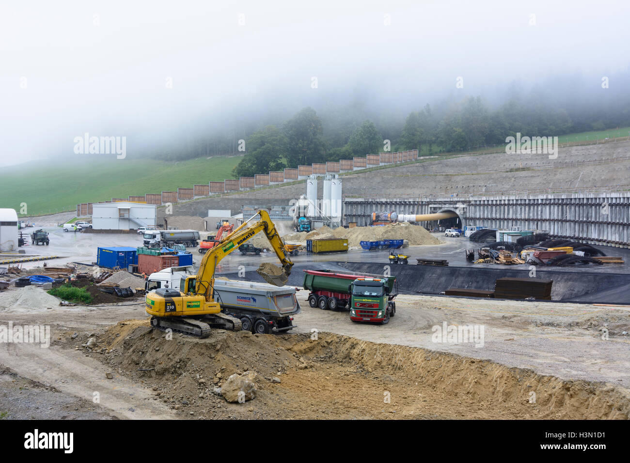 Schottwien: construction of Semmering Base Tunnel: Göstritz shafts and ...