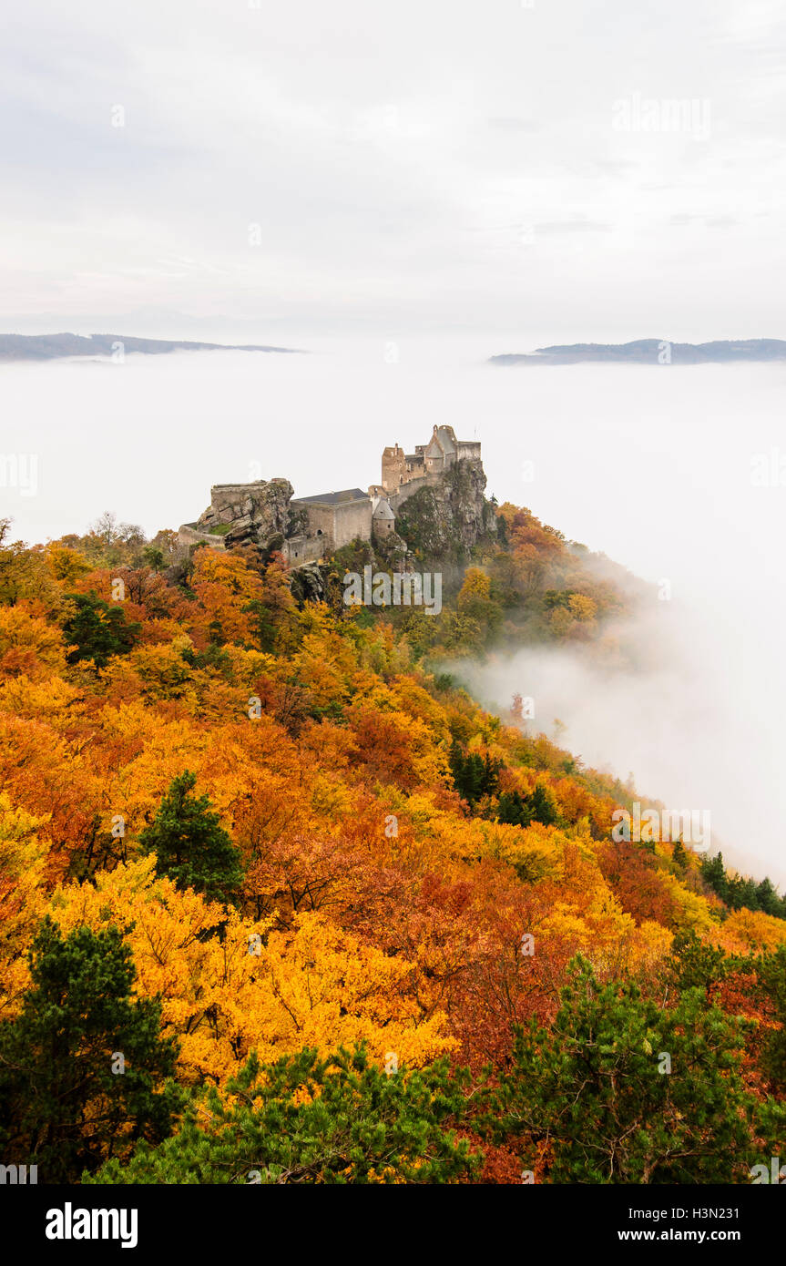 Schönbühel-Aggsbach: Aggstein Castle, mist over the Danube Valley ...