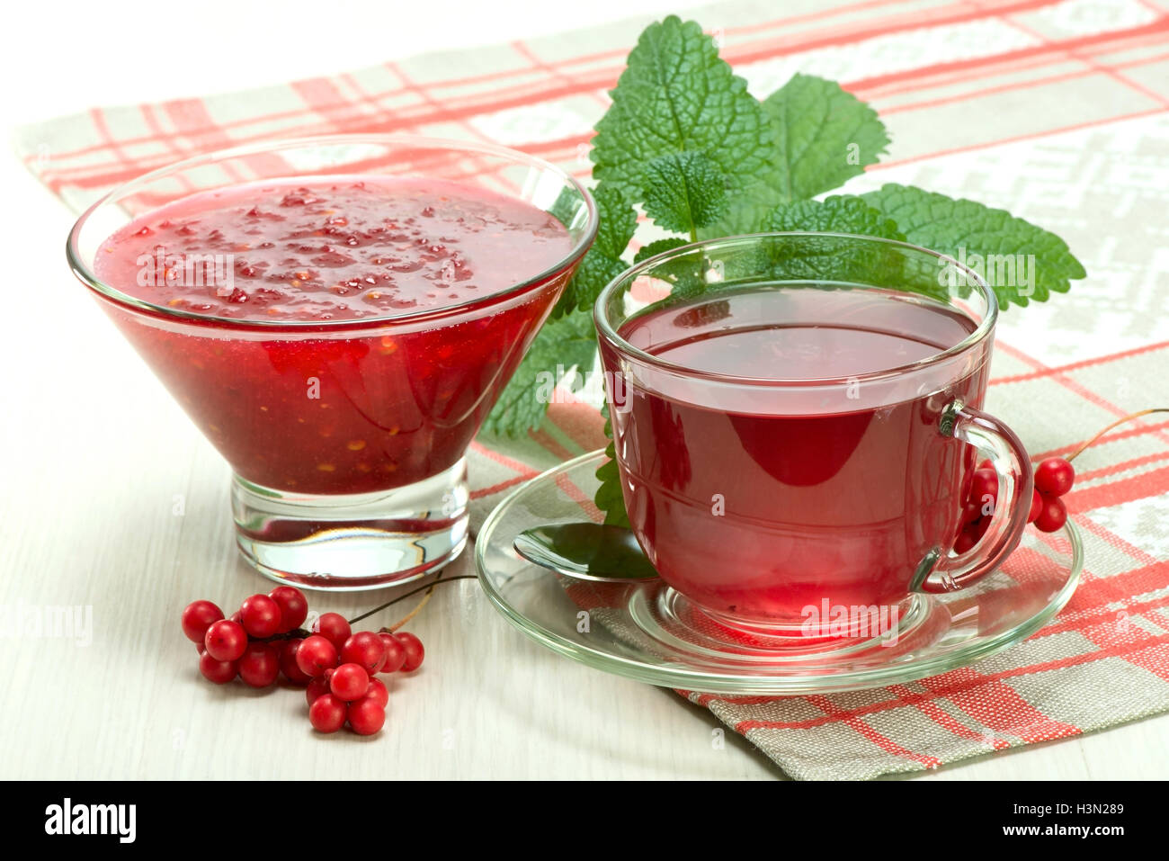 Chinese schizandra - jam and tea with fresh berries Stock Photo - Alamy