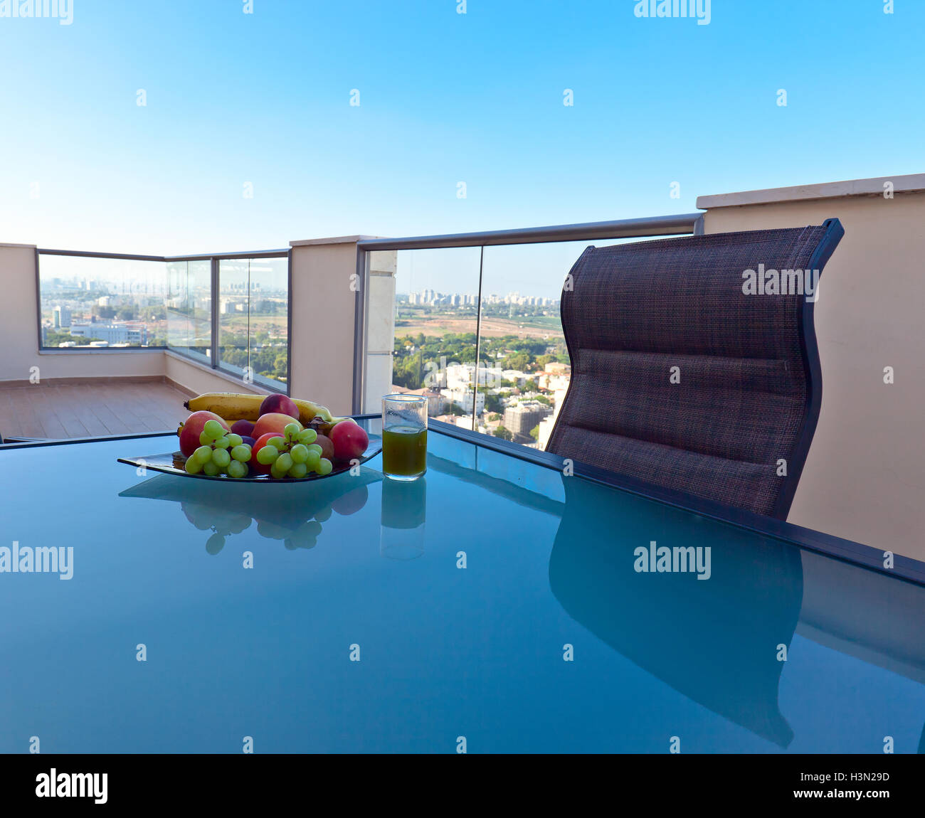 High end balcony in downtown of modern city Stock Photo - Alamy