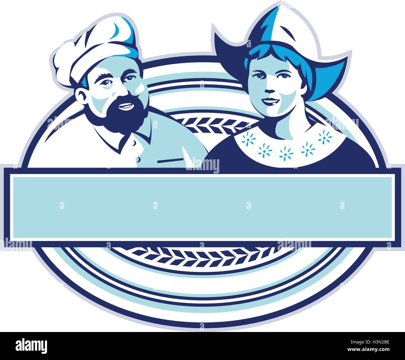 Illustration of a baker and Dutch lady wearing traditional dutch cap or ...