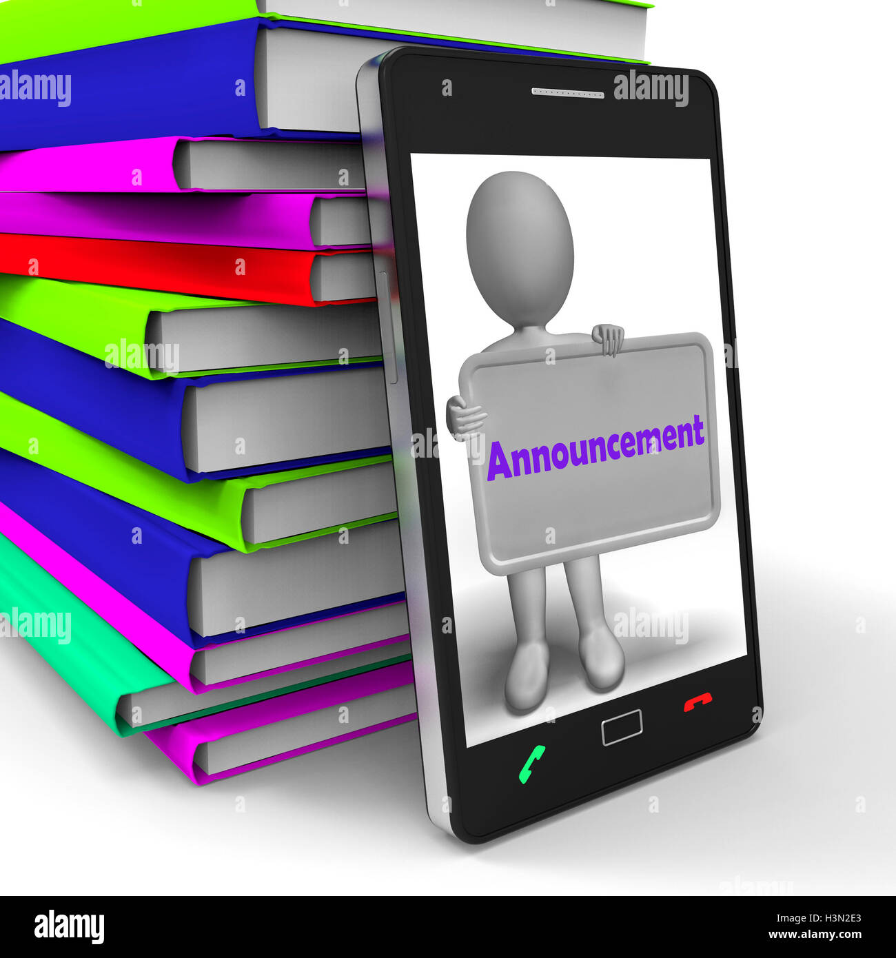 Announcement Phone Shows Message Notice Or Report Stock Photo - Alamy