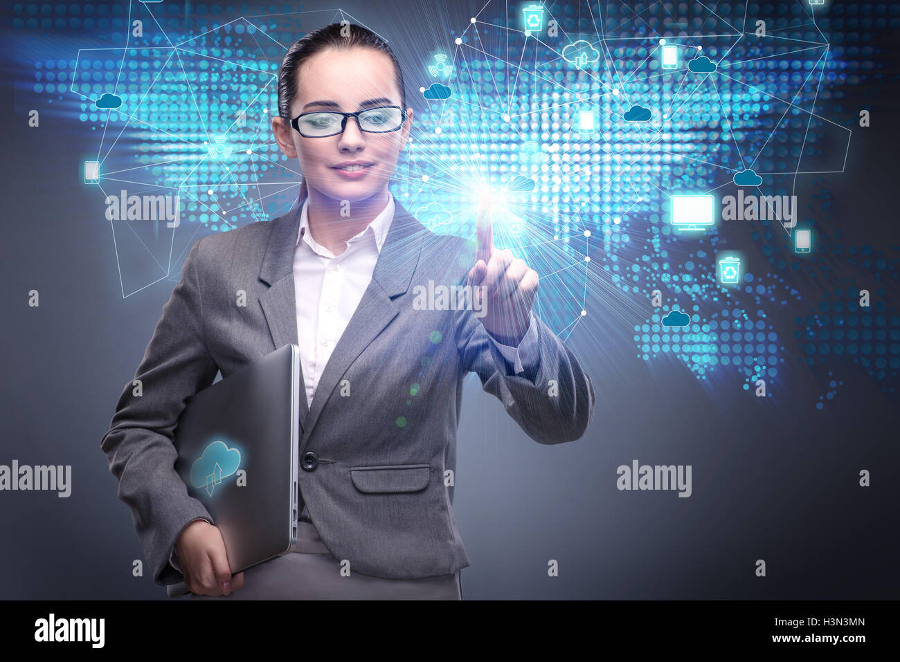 Cloud computing concept in technology collage Stock Photo - Alamy