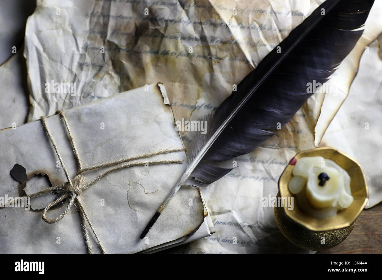 Old Letter Paper With Feather