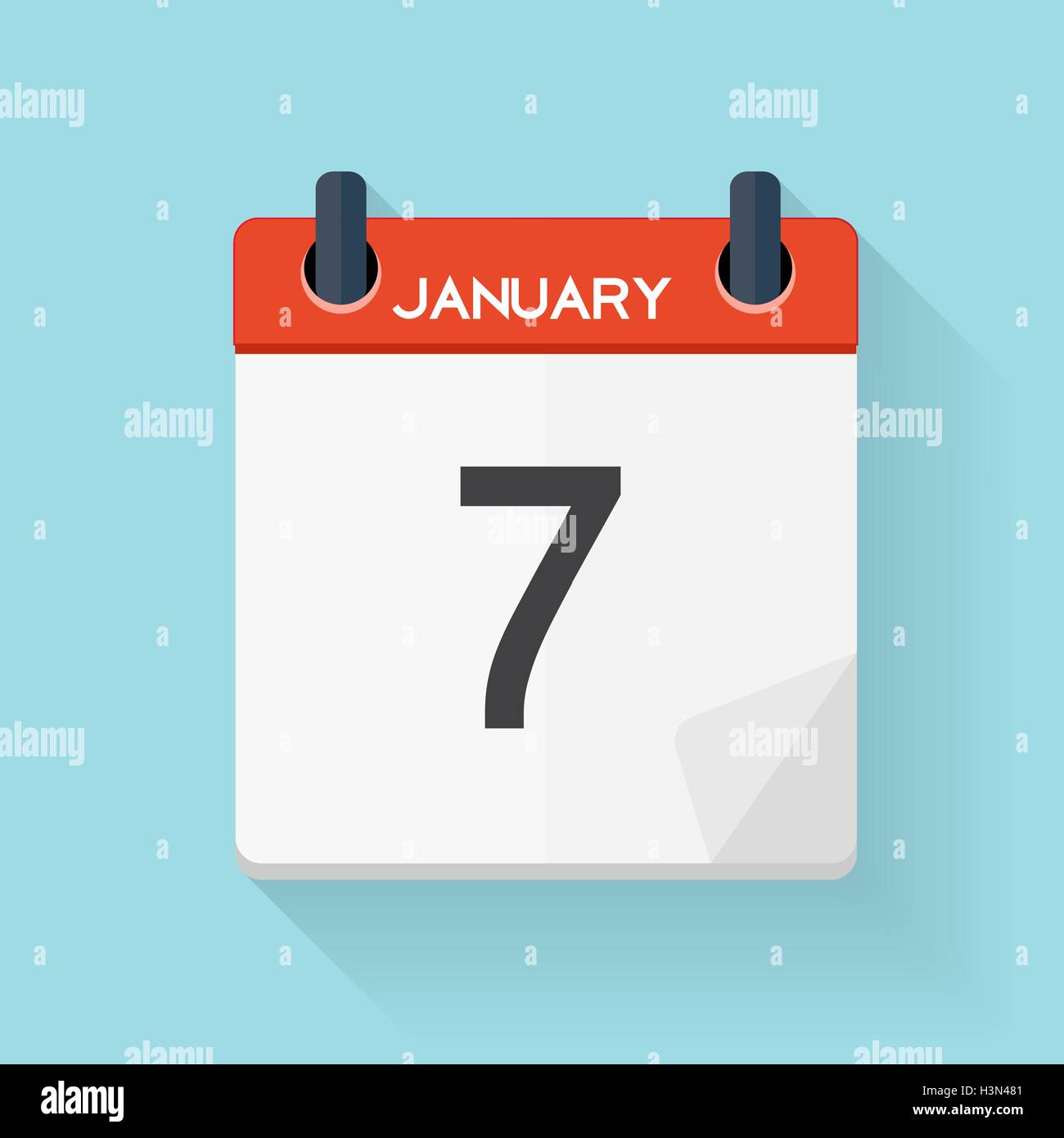 January 7 Calendar Flat Daily Icon. Vector Illustration Emblem Stock ...