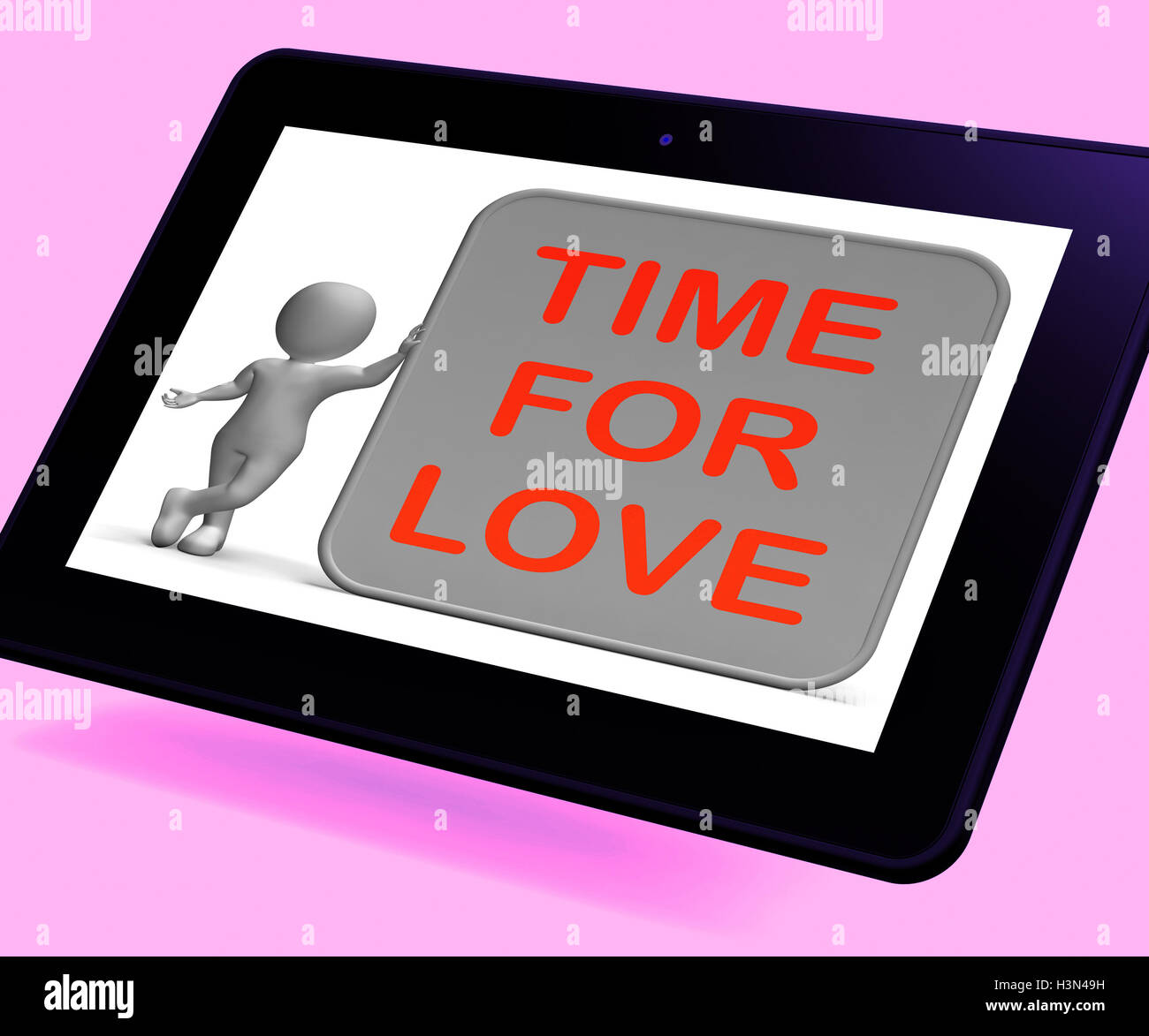 Time For Love Tablet Shows Romance Appreciation And Commitment Stock ...