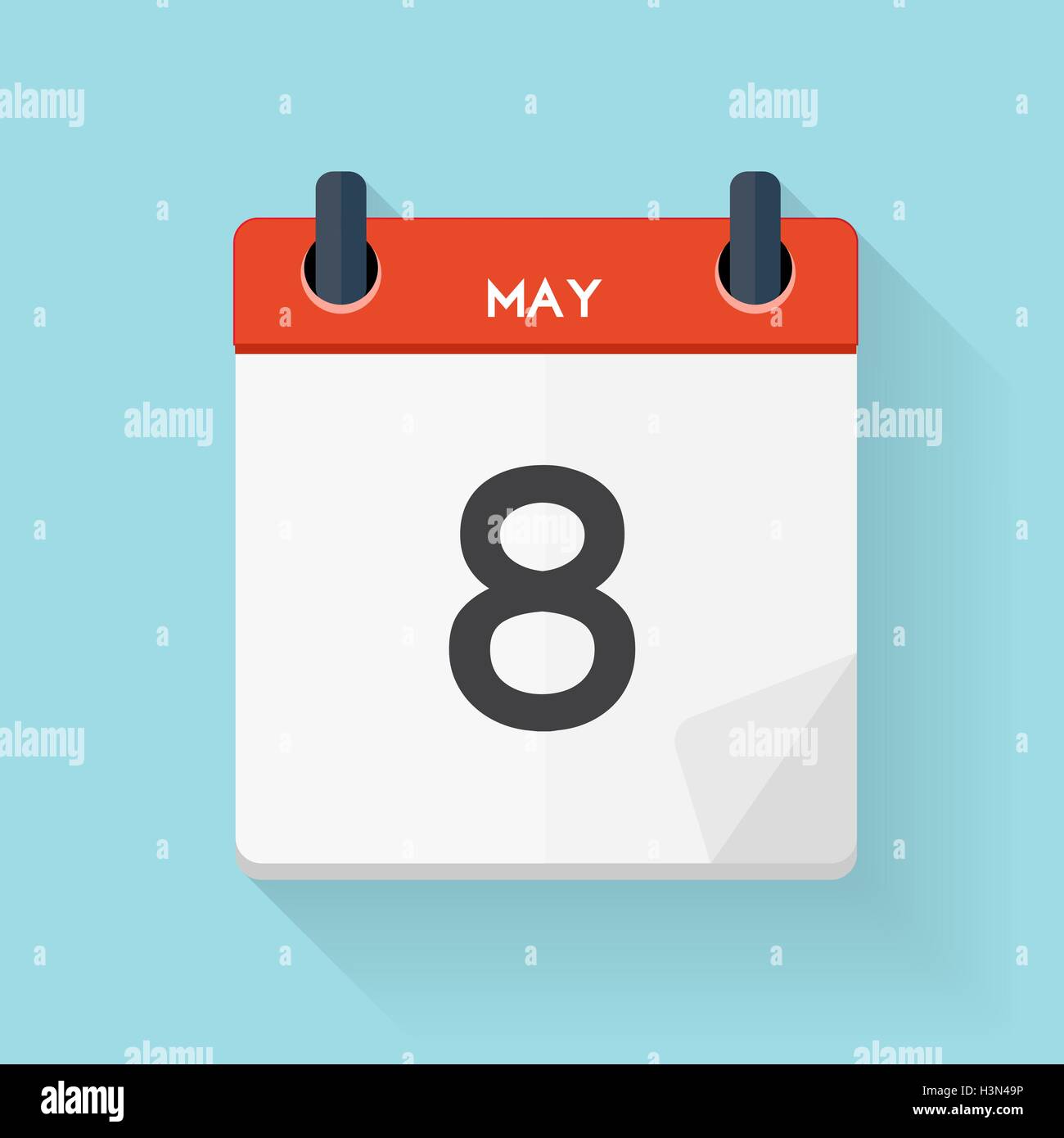 May 8 Calendar Flat Daily Icon. Vector Illustration Emblem. Elem Stock ...