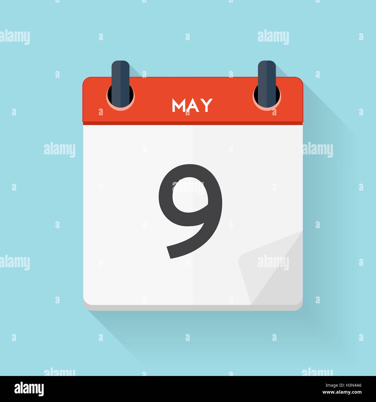 May 9 Calendar Flat Daily Icon. Vector Illustration Emblem. Elem Stock ...
