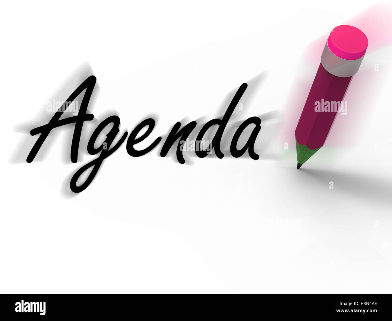 Agenda With Pencil Displays Written Agendas Schedules or Outline Stock ...