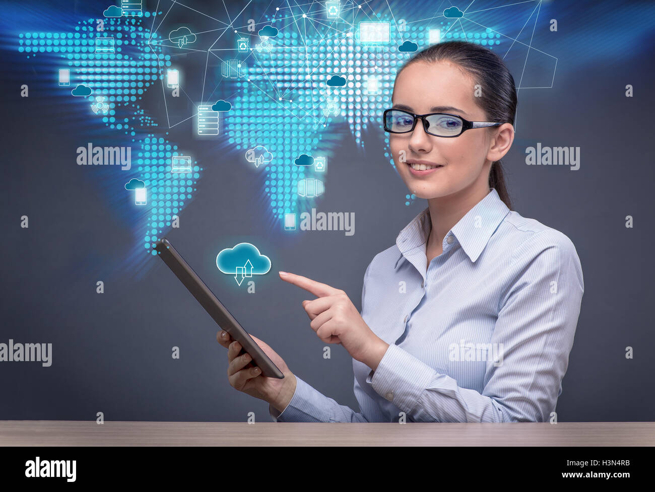 Cloud computing concept in technology collage Stock Photo - Alamy