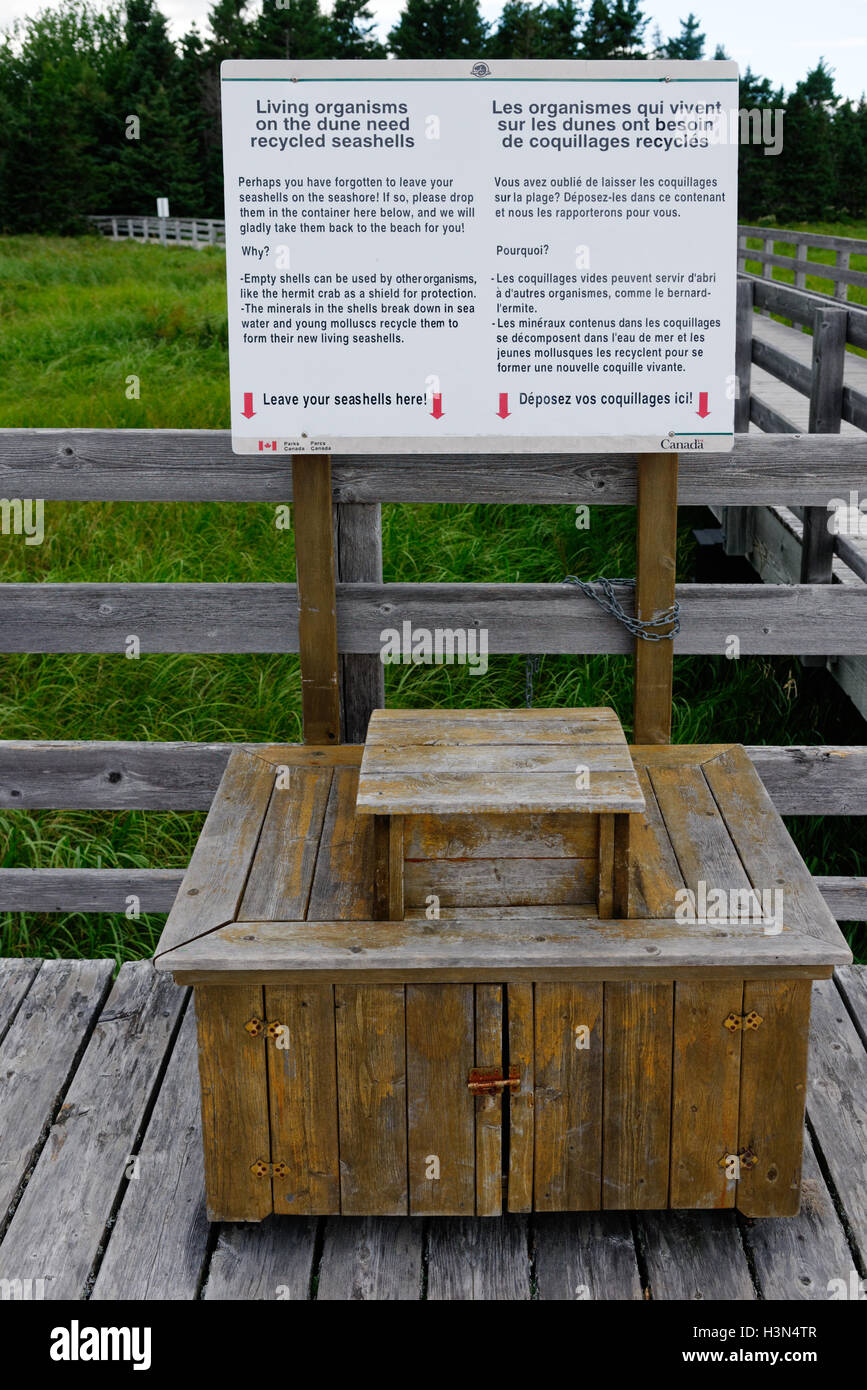A shell collection box on Kellys Beach, Kouchibouguac National Park New ...