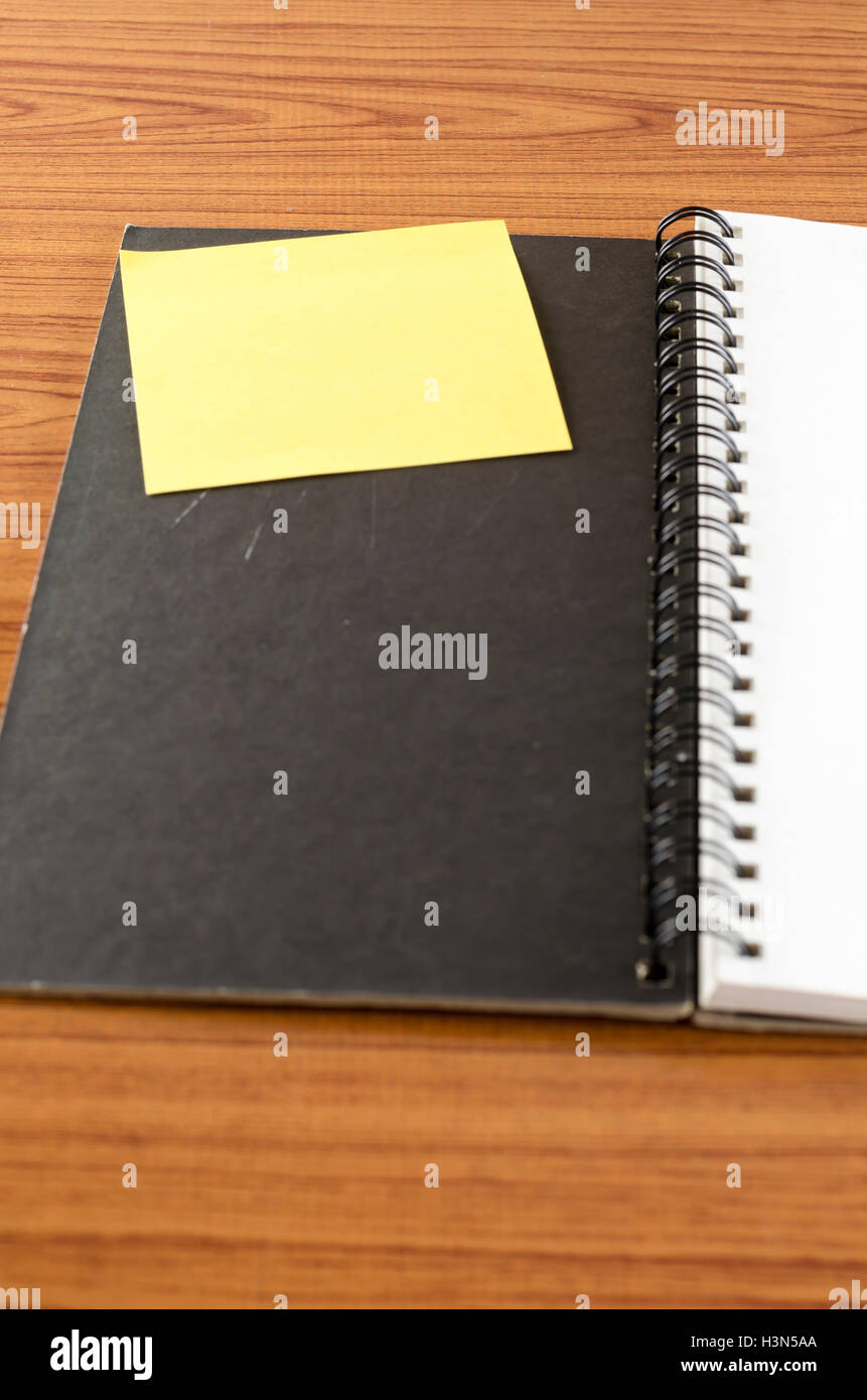 open notebook with post it Stock Photo - Alamy