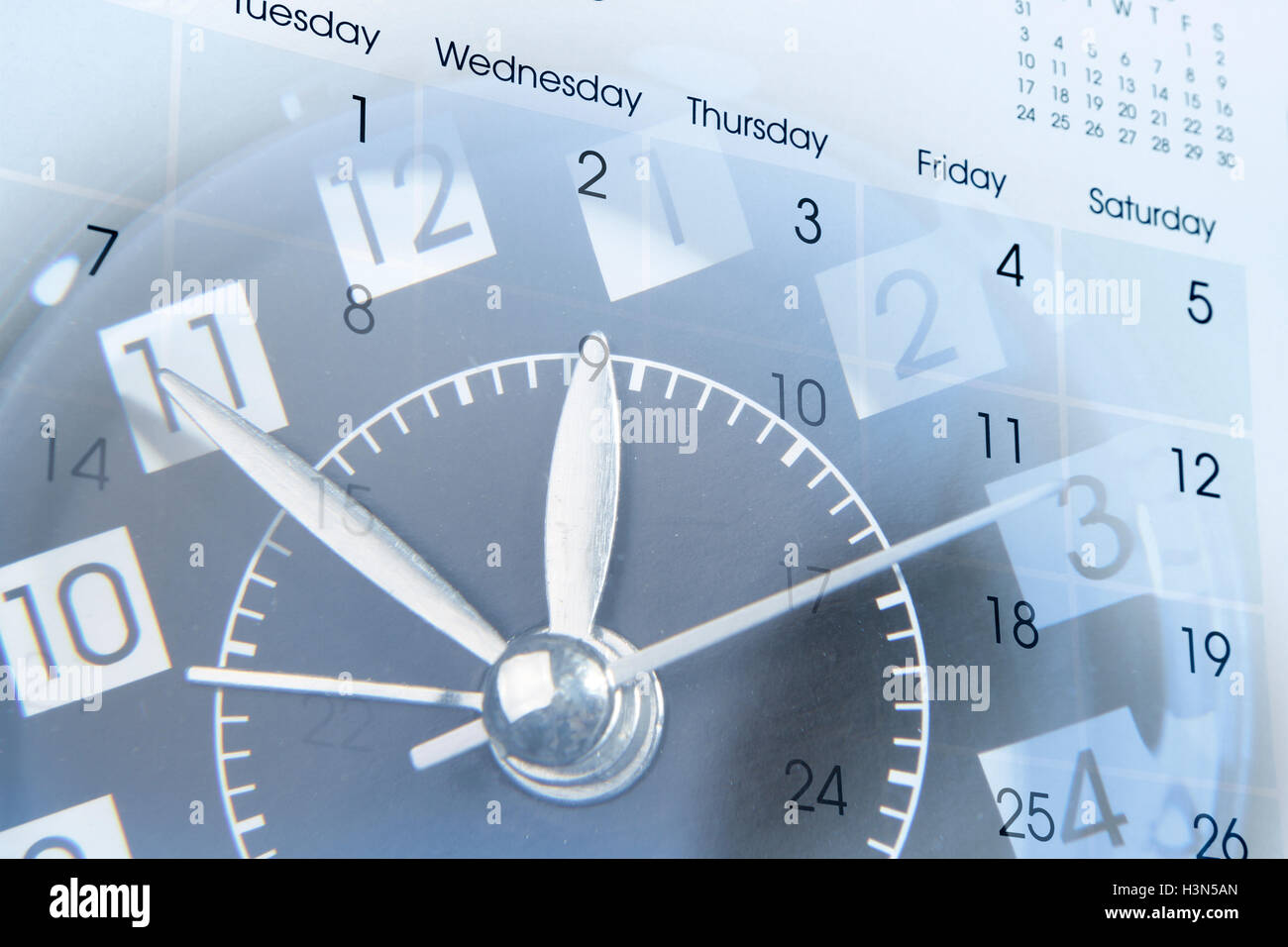 Clock face and calendar composite Stock Photo - Alamy