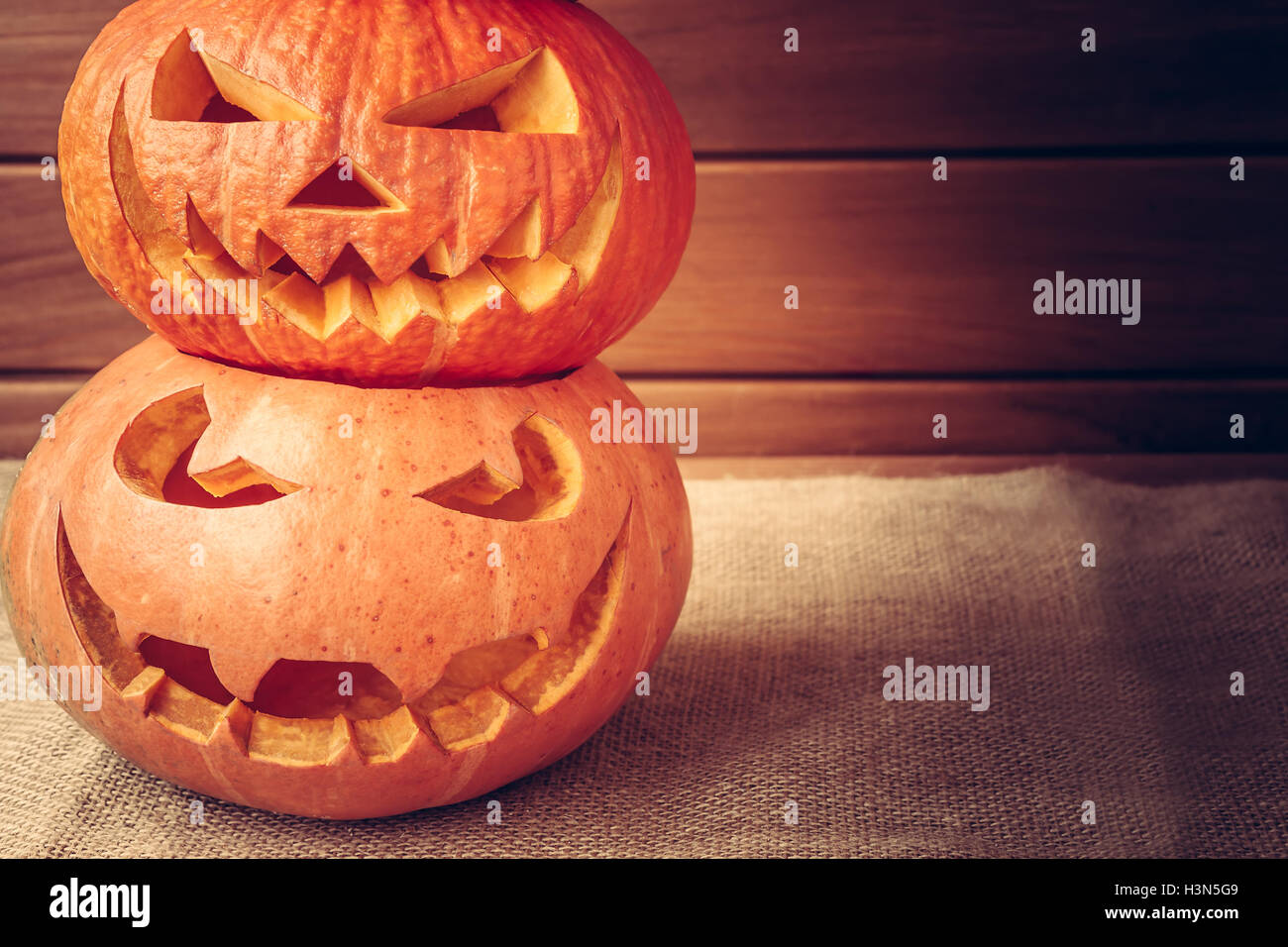Halloween pumpkins pyramid with copyspace Stock Photo - Alamy