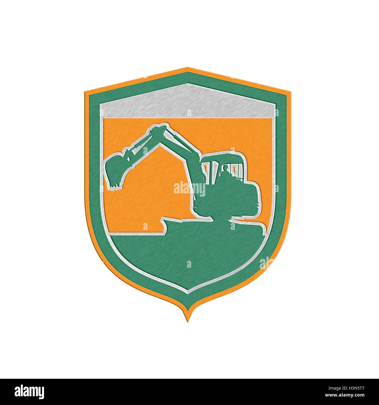 Metallic Mechanical Digger Excavator Shield Retro Stock Photo - Alamy