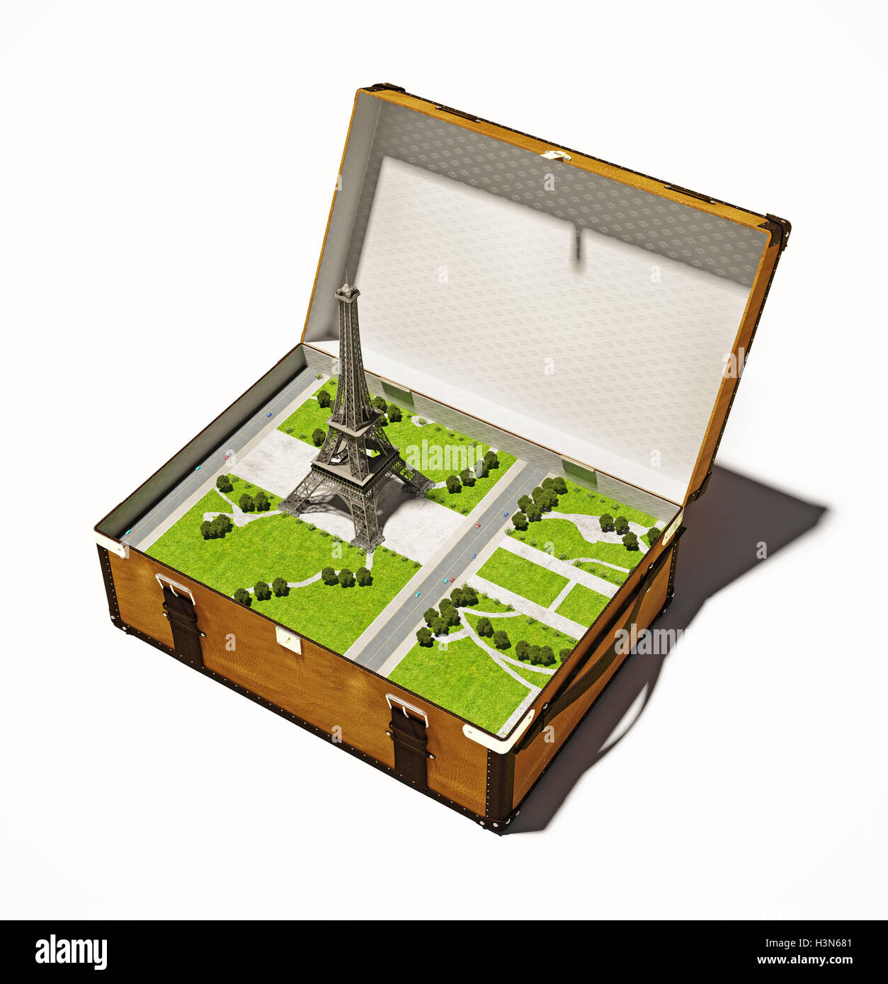 Paris in suitcase Stock Photo - Alamy