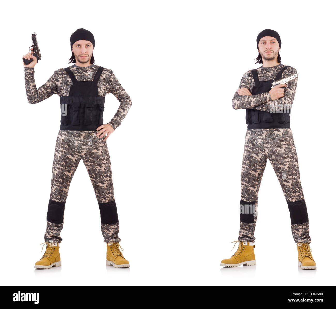 Soldier with gun isolated on white Stock Photo - Alamy