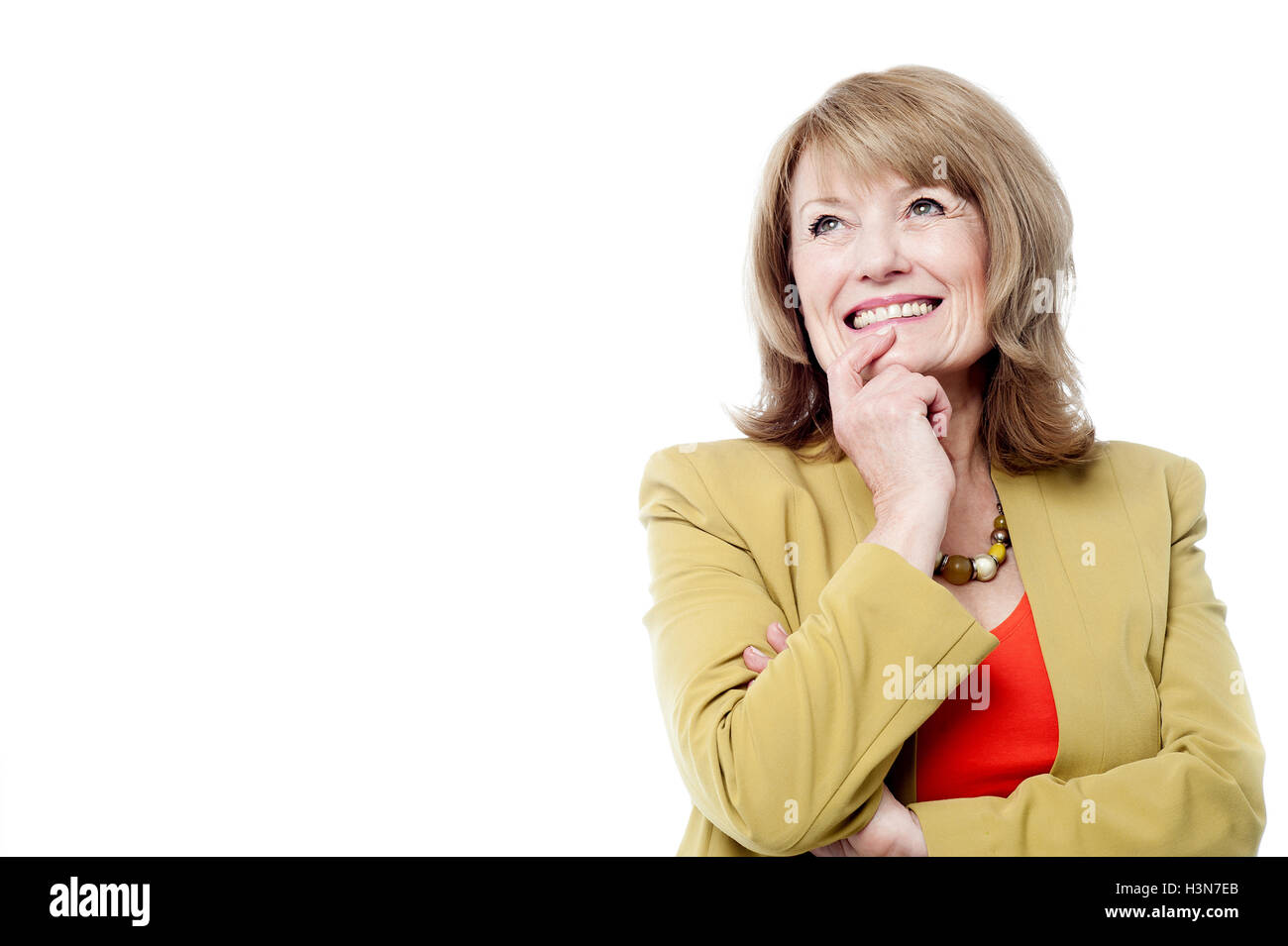 Portrait of a beautiful thoughtful woman smiling Stock Photo - Alamy