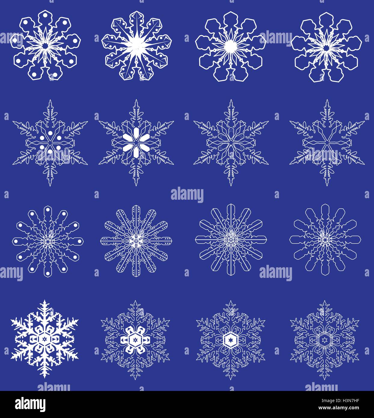 vector illustration of a snowflake set Christmas background Stock ...