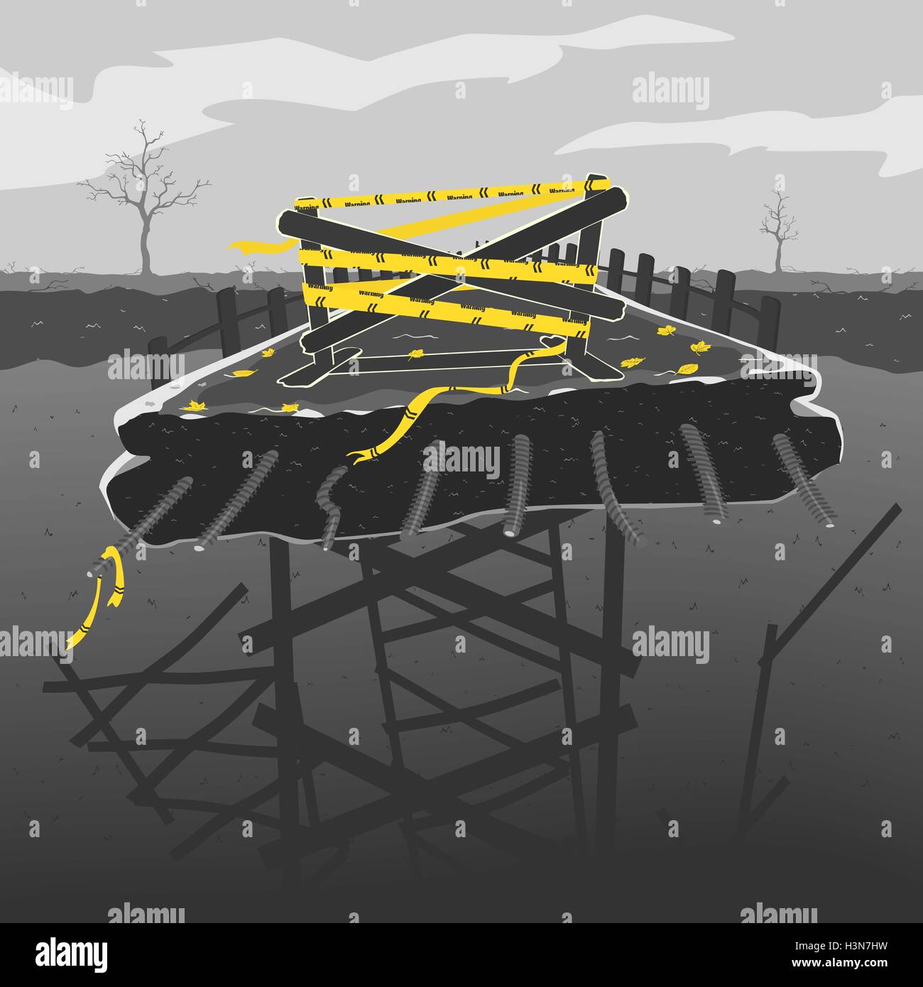 Broken Bridge Cartoon