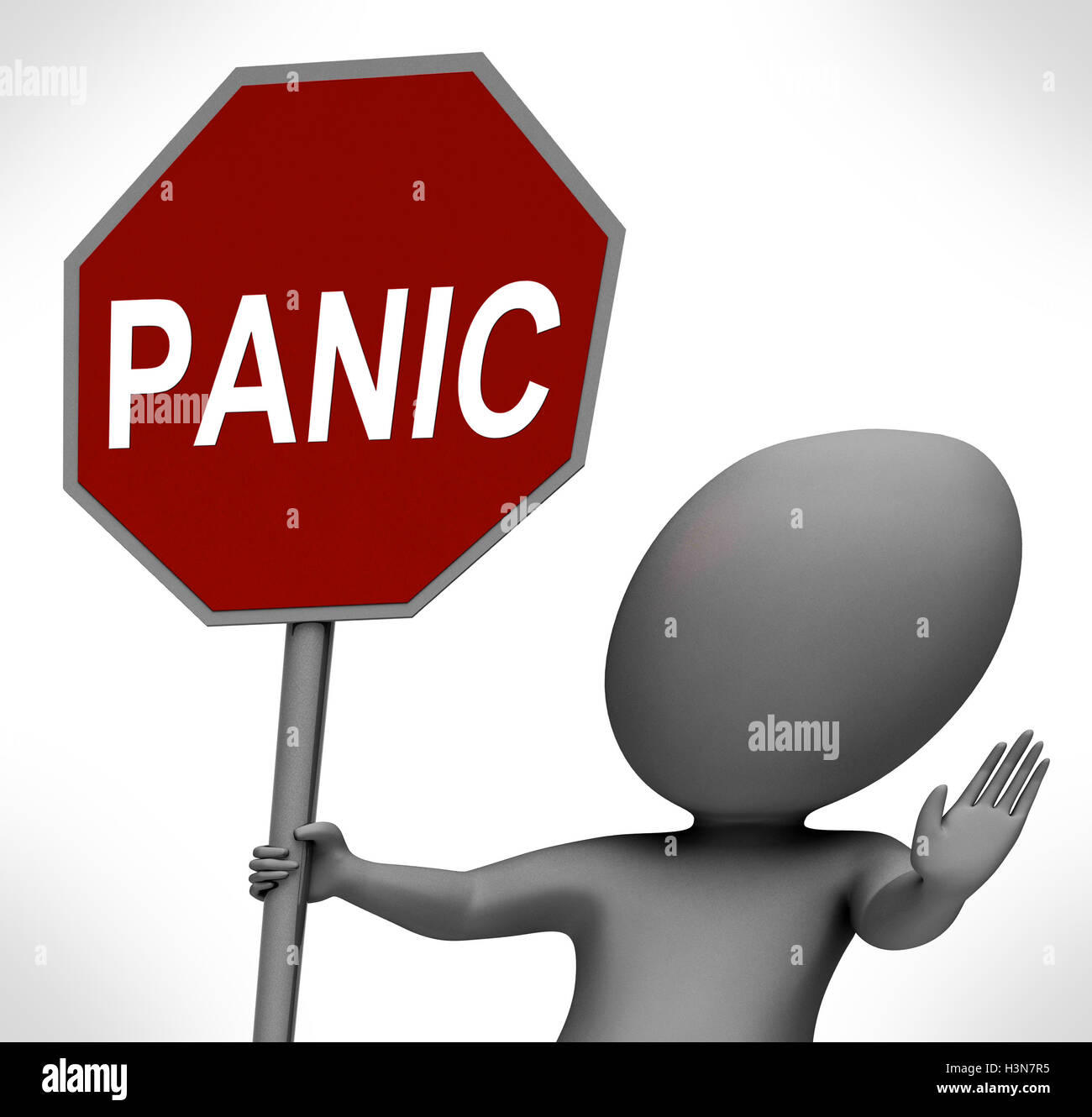 Panic Red Stop Sign Shows Stopping Anxiety Panicking Stock Photo - Alamy