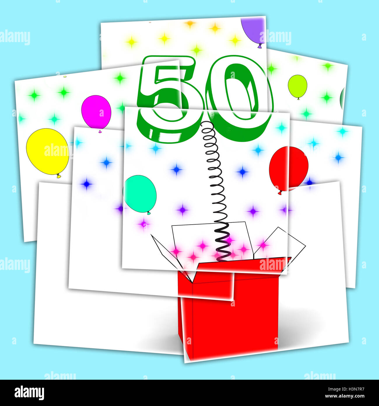 Number Fifty Surprise Box Displays Creative Celebration Or Colou Stock ...