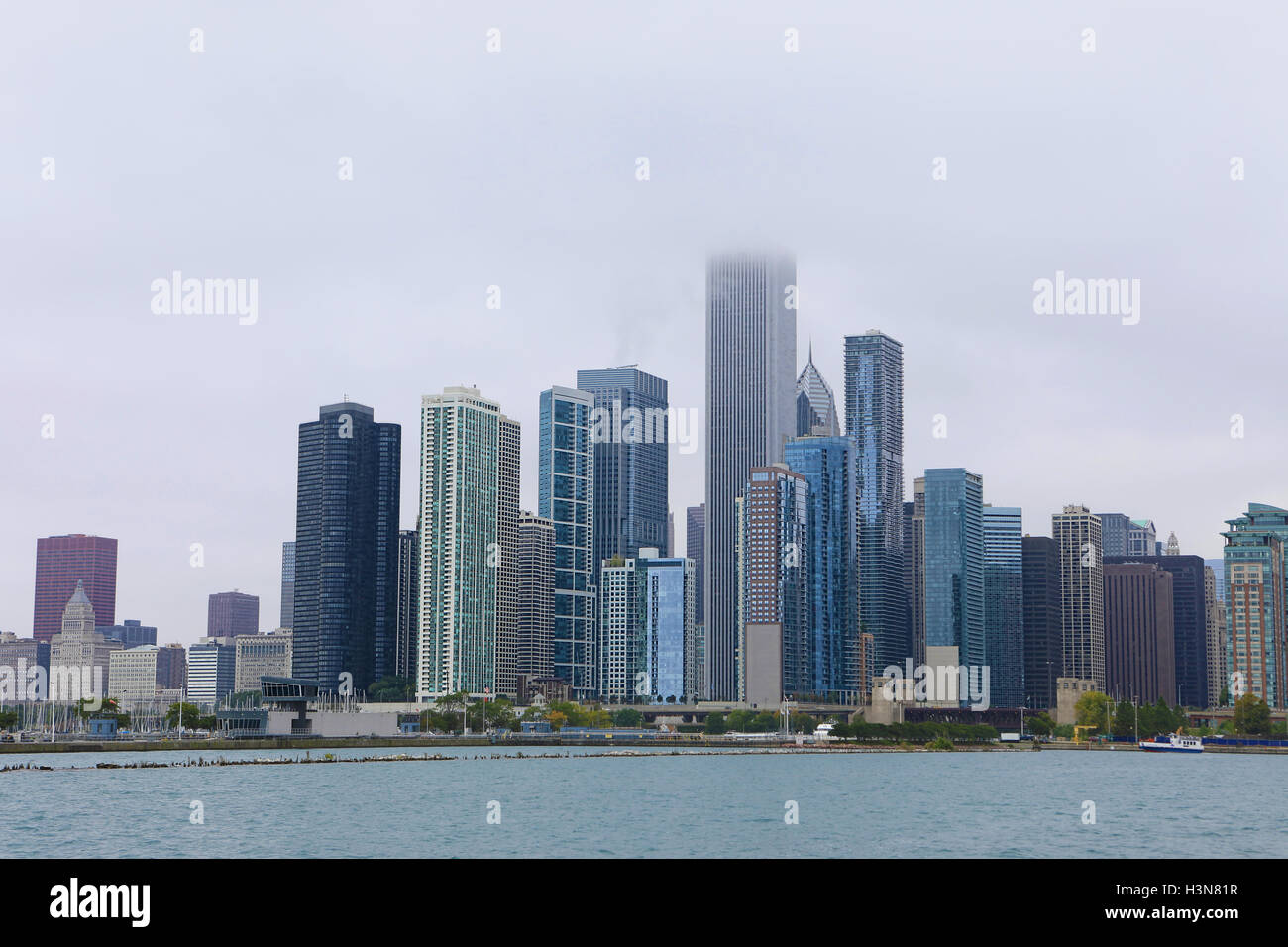 A View of Chicago Skyline in mist Stock Photo - Alamy