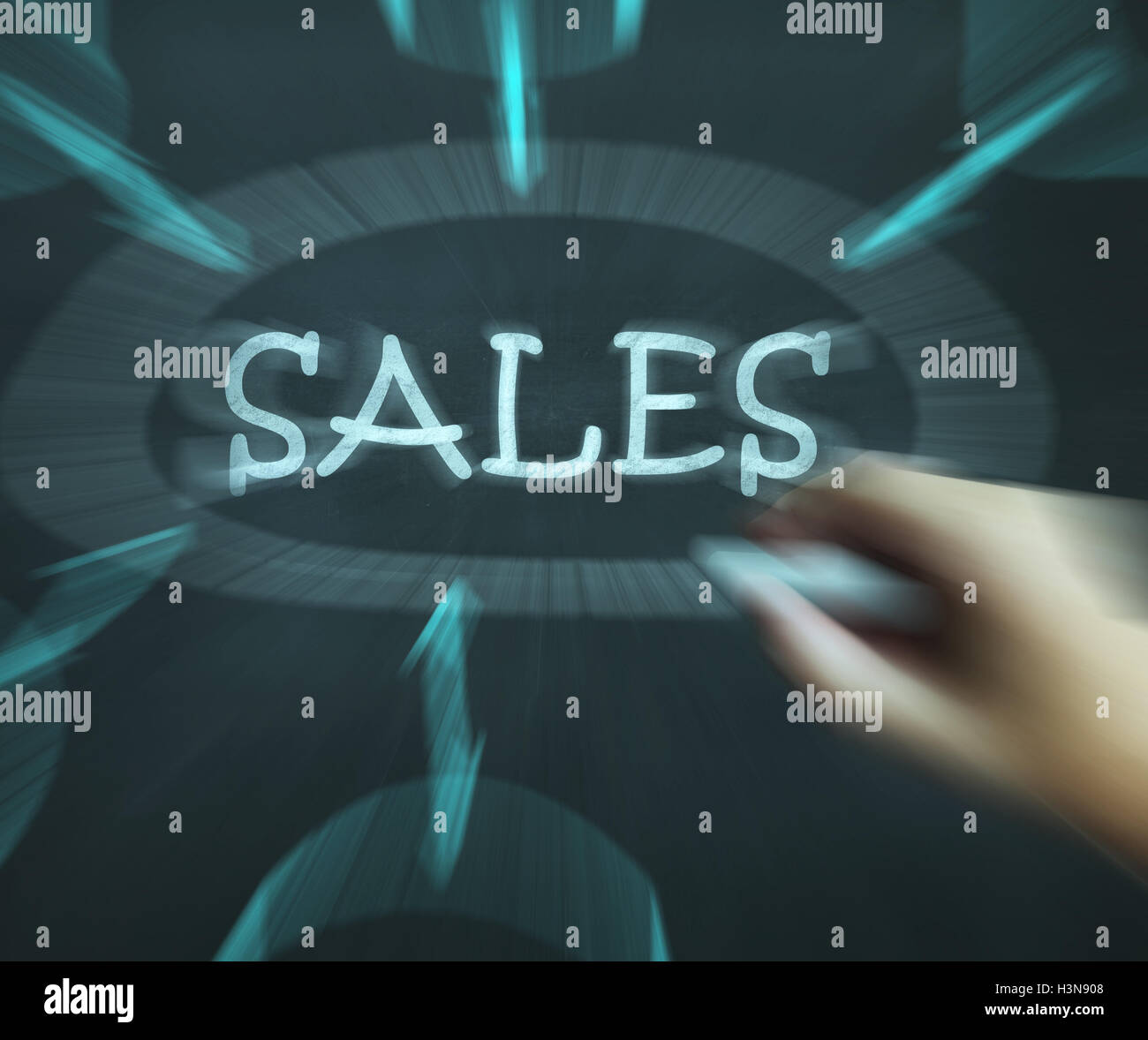Sales Diagram Means Trade Income And Earnings Stock Photo - Alamy
