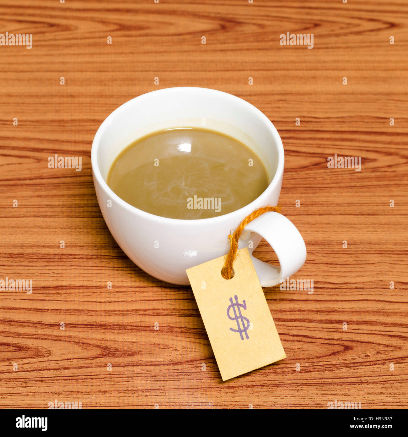 coffee cup with price tag Stock Photo - Alamy