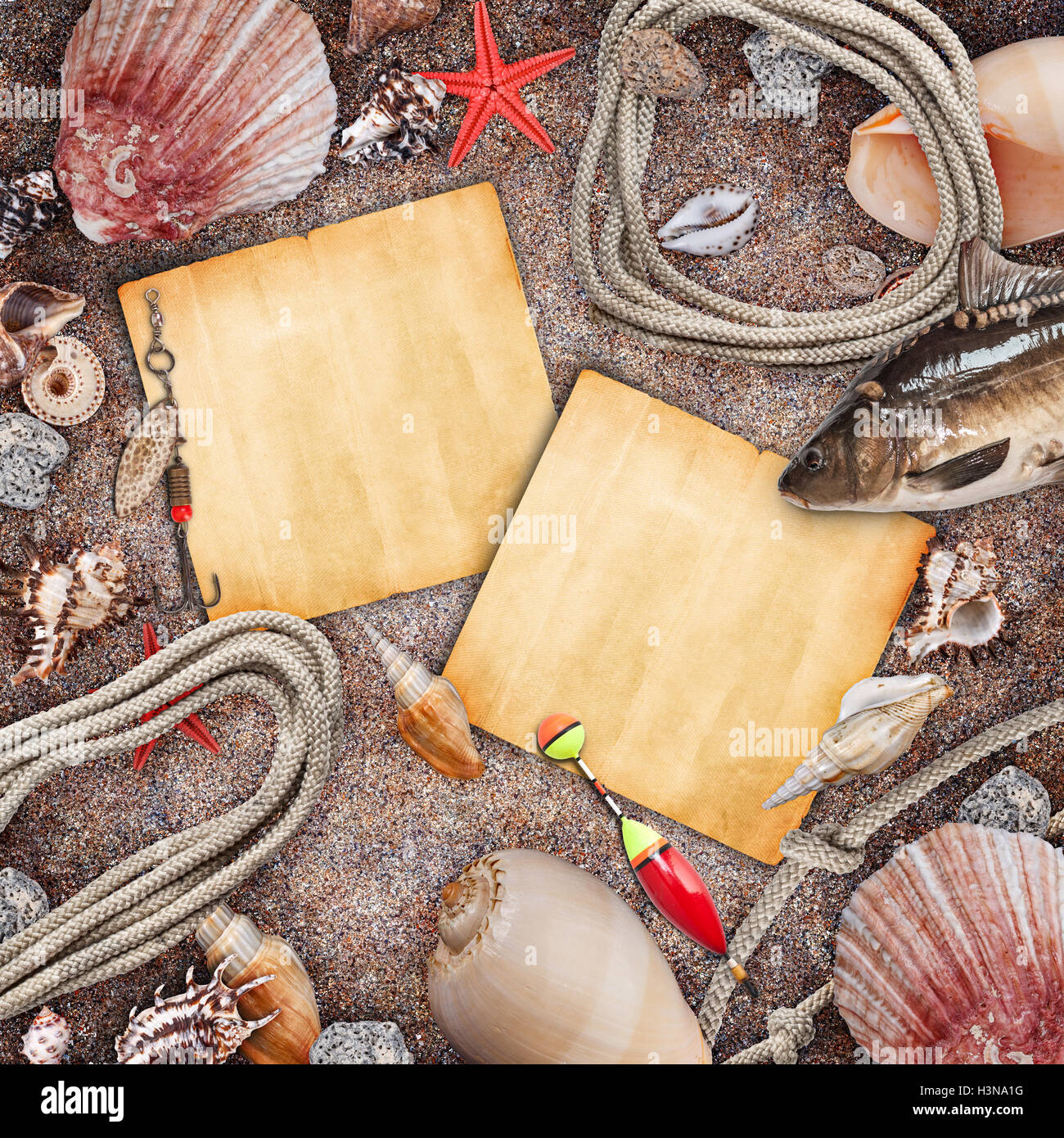 Frame on beach sand Stock Photo - Alamy