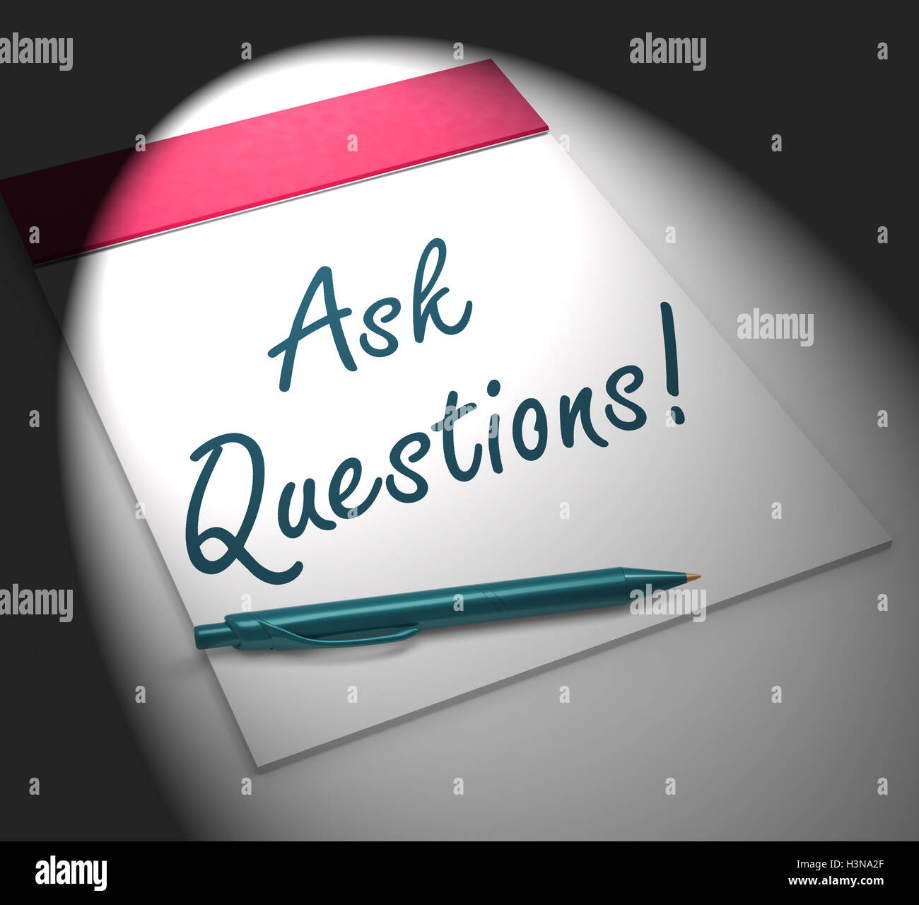 Ask Questions! Notebook Displays Interrogatory Or Investigation Stock ...