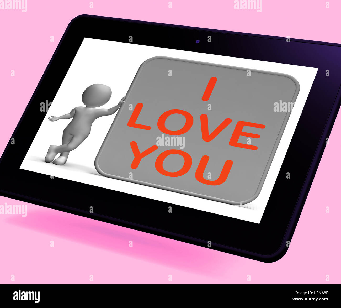 I Love You Tablet Shows Loving Partner Or Family Stock Photo - Alamy