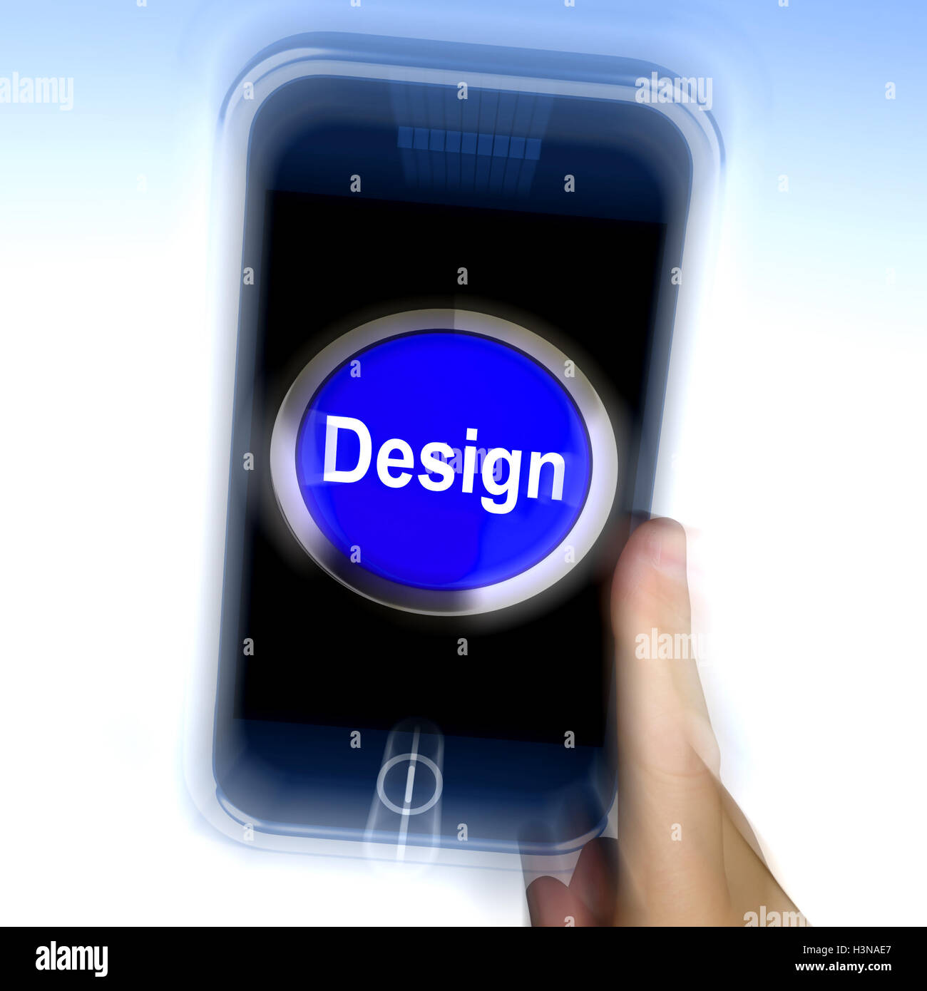 Design On Mobile Phone Shows Creative Artistic Designing Stock Photo ...
