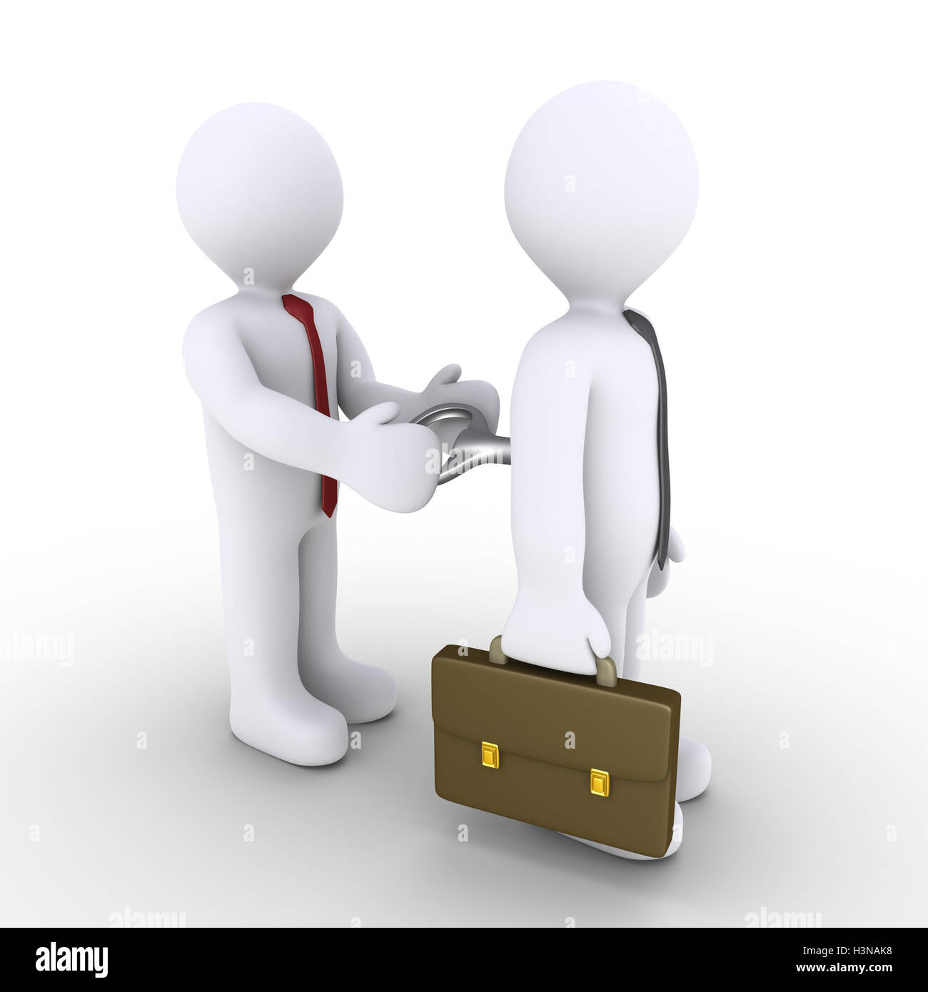 Businessman is being winded up Stock Photo - Alamy