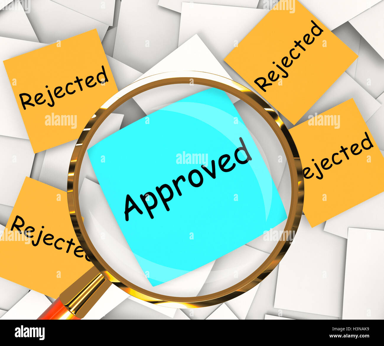 Approved Rejected Post-It Papers Shows Accepted Or Refused Stock Photo ...