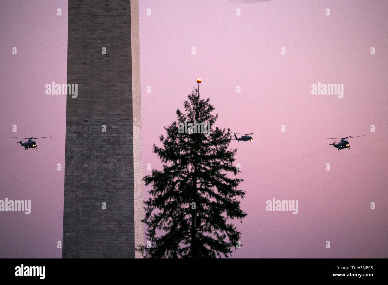 Marine One, right, with United States President Barack Obama aboard ...
