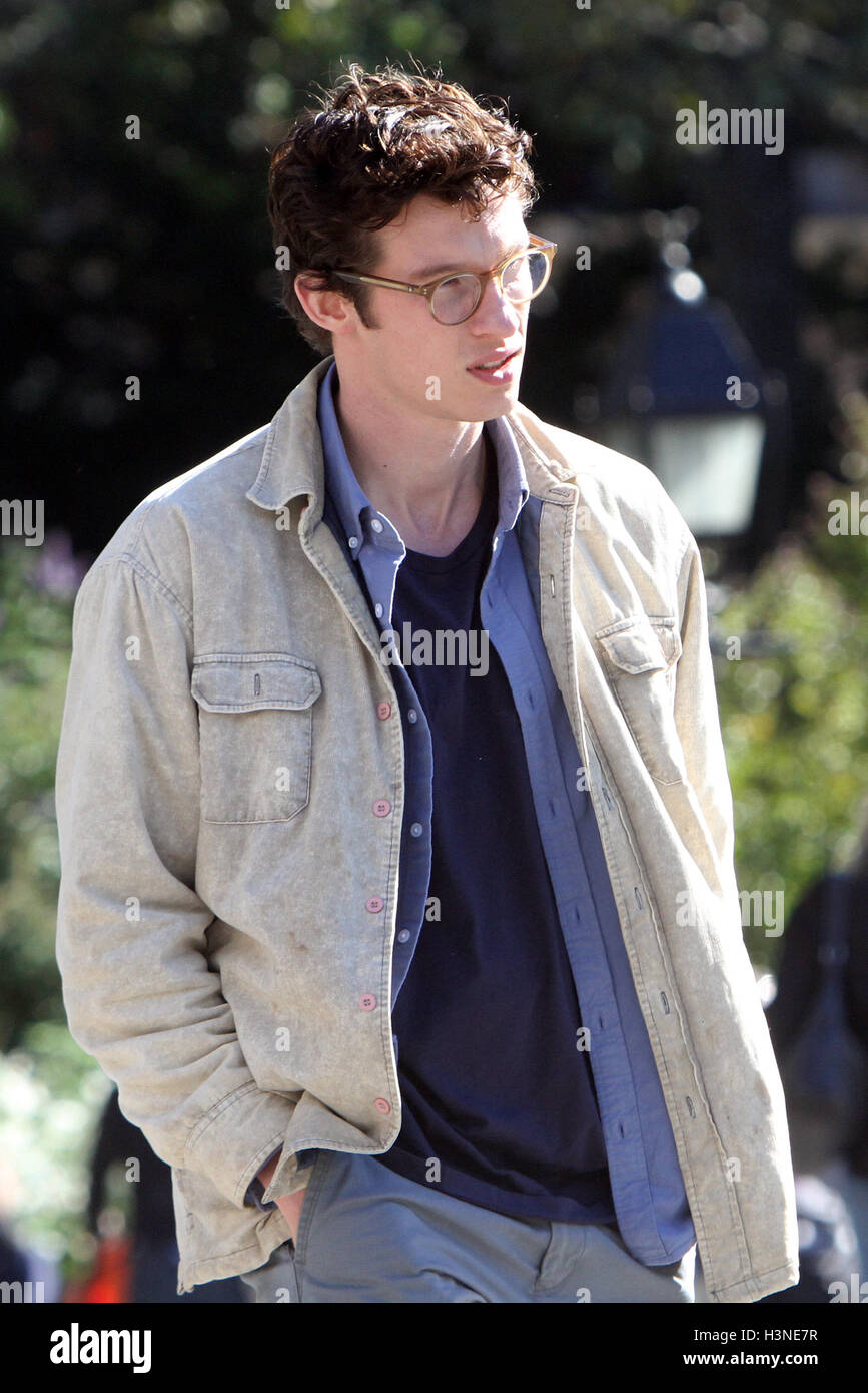 New York, USA. 10th October, 2016. Callum Turner on the set of the new ...