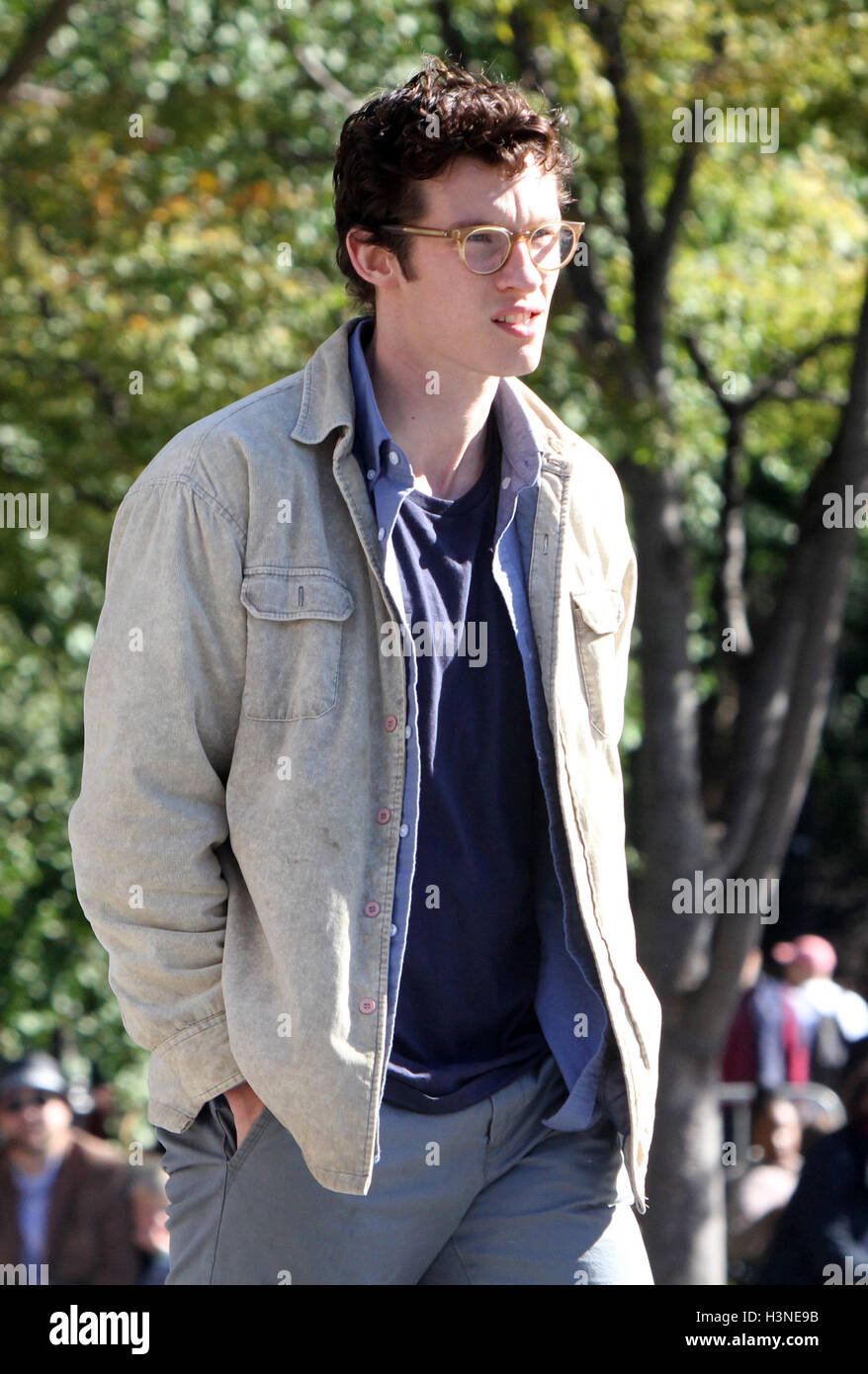 New York, USA. 10th October, 2016. Callum Turner on the set of the new ...