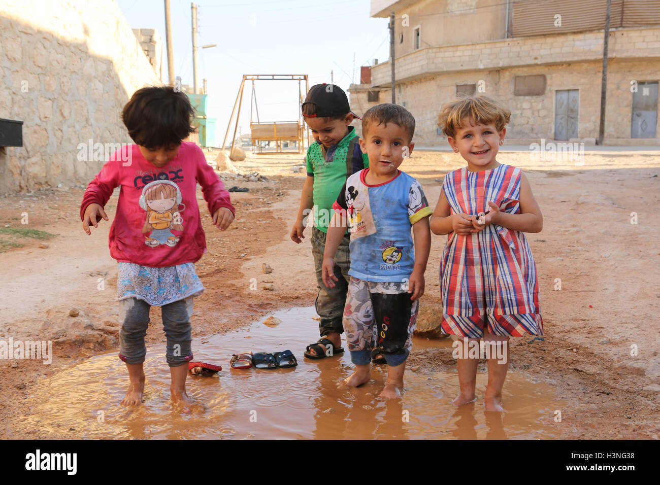 October 8, 2016 - Syrian children playing in the Aleppo countryside in ...