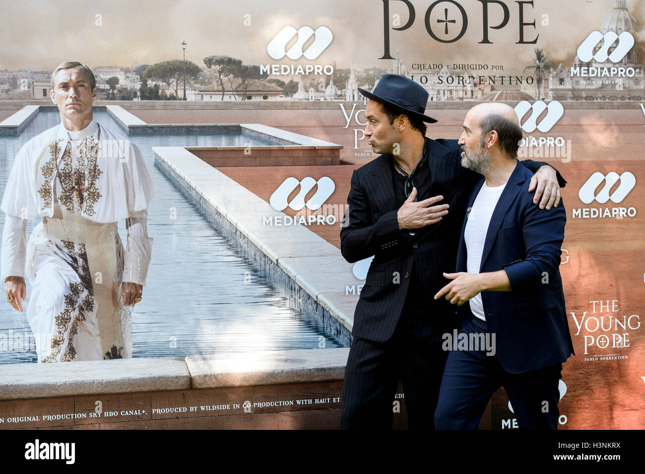 Madrid, Spain. 11th October, 2016. actors Javier Camara and Jude Law ...
