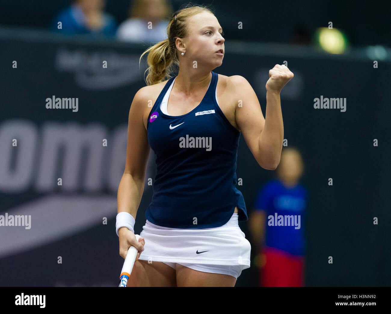 Linz, Austria. 11 October, 2016. Anett Kontaveit in action at the 2016 ...