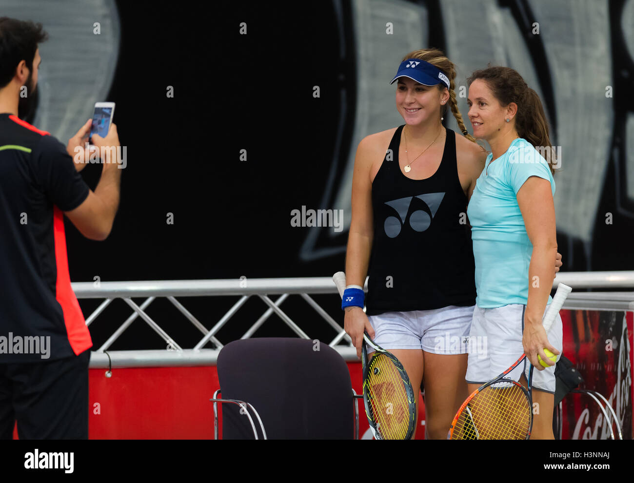 Linz, Austria. 11 October, 2016. Belinda Bencic, Patty Schnyder ...