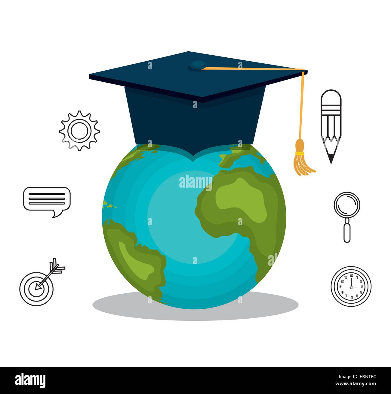earth planet and graduation cap Stock Vector Image & Art - Alamy