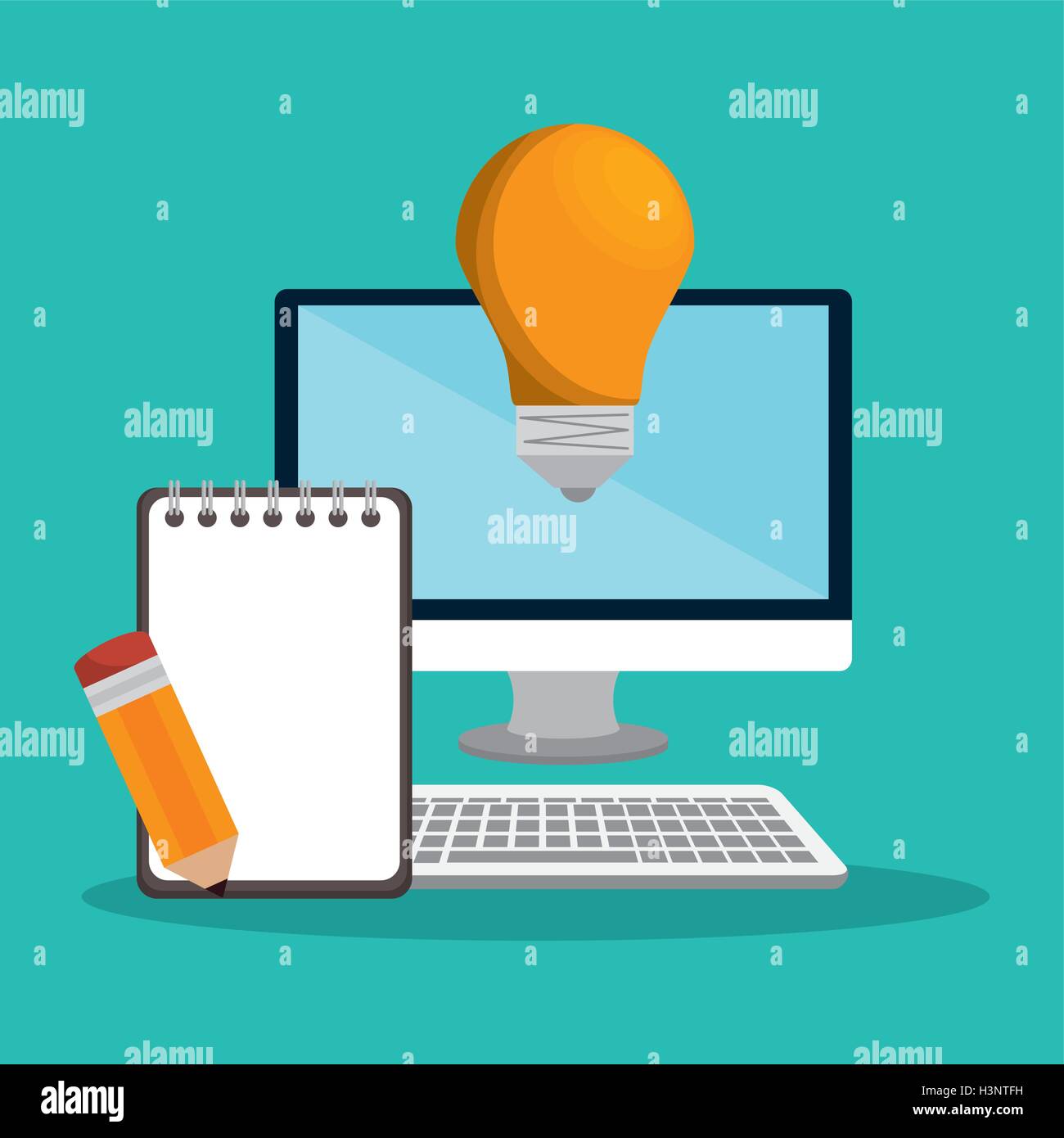 monitor computer device and notepad Stock Vector Image & Art - Alamy