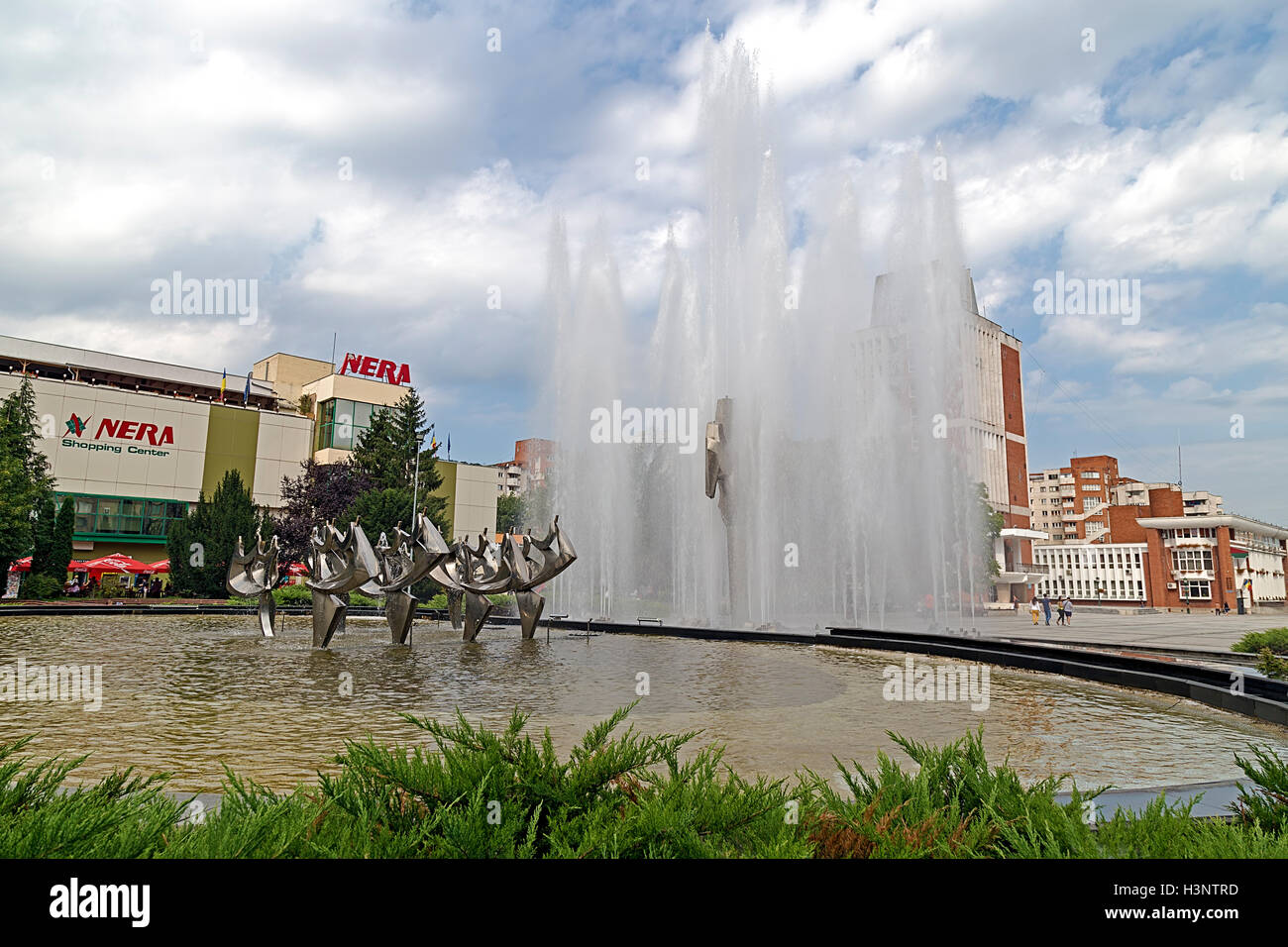 RESITA, ROMANIA - JUNE 20, 2016: Kinetic fountain located in the ...