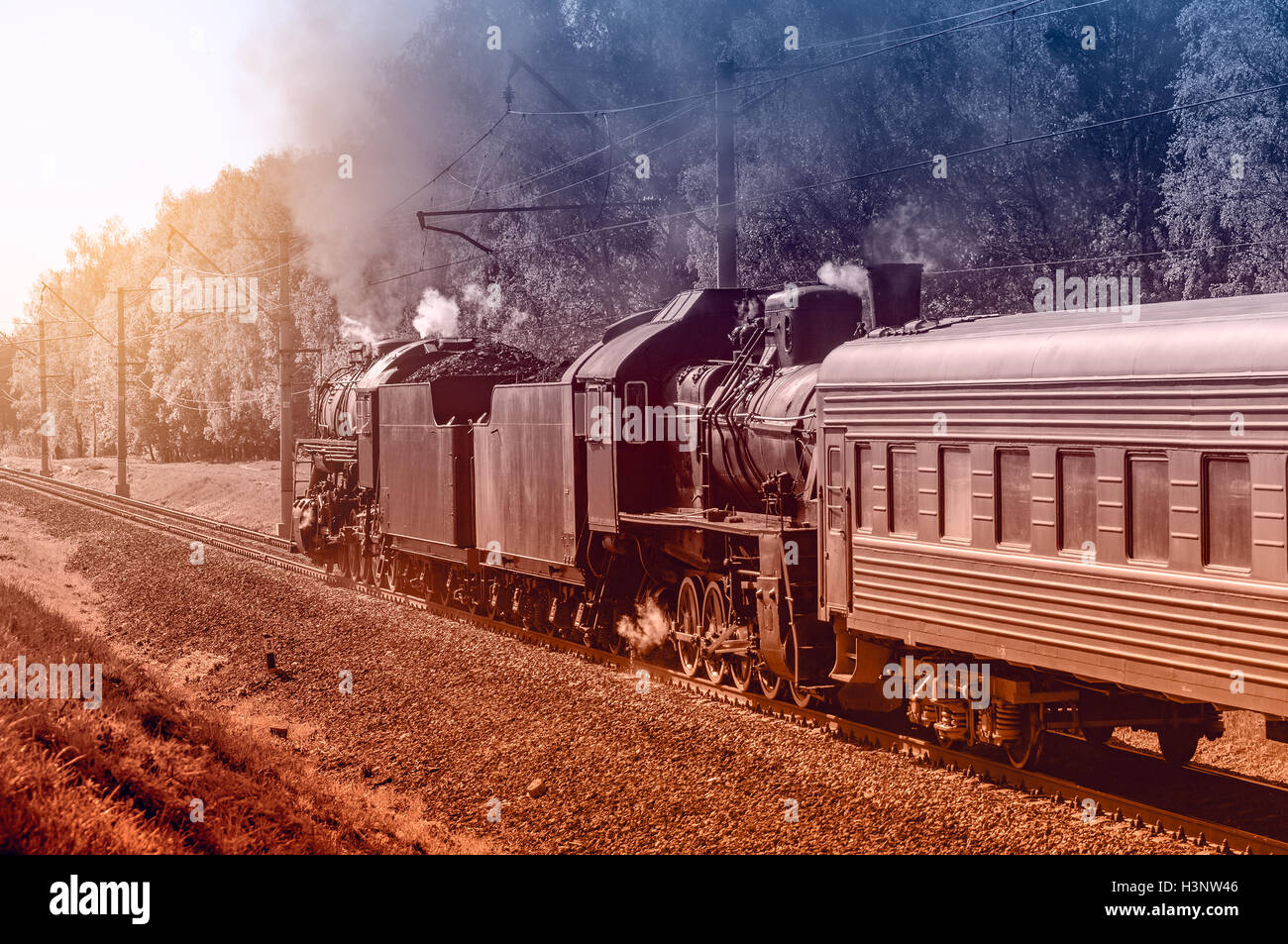 Vintage image of the retro steam train Stock Photo - Alamy