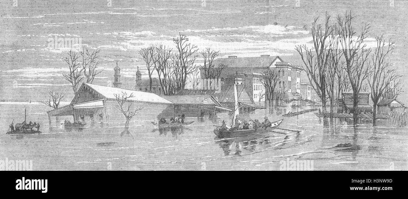 CALIFORNIA Floods Sacramento L-St East & 4th 1862. Illustrated London ...